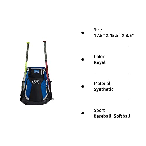 Rawlings | R500 Backpack Equipment Bag | Baseball / Softball | Royal