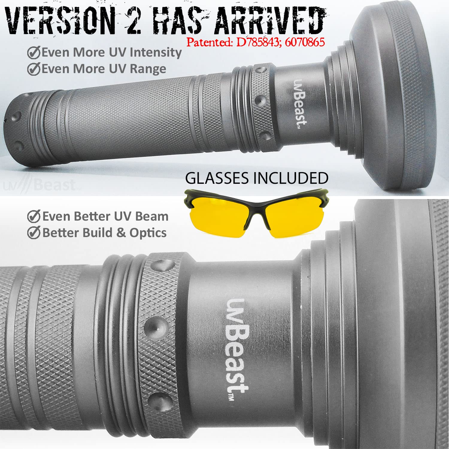 uvBeast V2 - Black Light UV Flashlight with HIGH Definition with Flood Effect 385-395nm UV Best for Commercial/Domestic Use Works Even in Ambient Light β USA Stock β UK Design