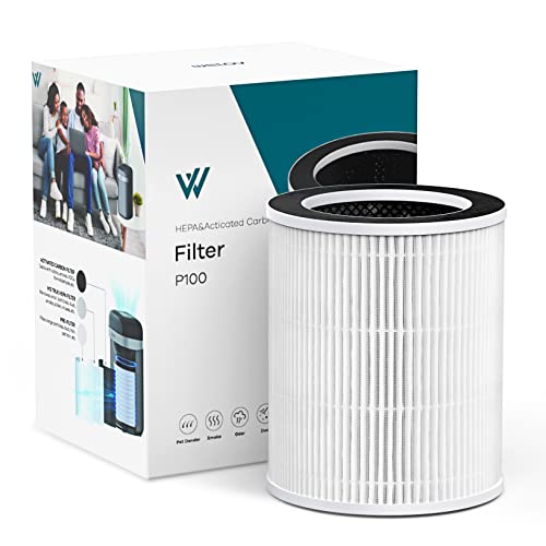 WELOV P100 / P100 Pro Air Purifier Replacement Filter, 3-in-1 H13 True HEPA and High-Efficiency Activated Carbon Filter for Pet Dander Hair Pollen Dust Mite Smoke Kitchen Odor