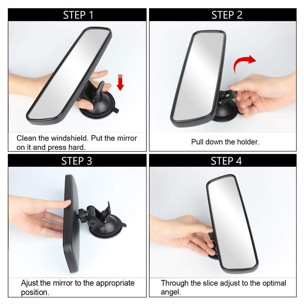 Safety Car Seat Mirror for Rear Facing Infant, Universal Car Truck Interior Rear View Mirror Adjustable White backseat Mirror ANTI GLARE Suction Cup, Baby Mirror for Car (Width 24.8cm/9.76in)