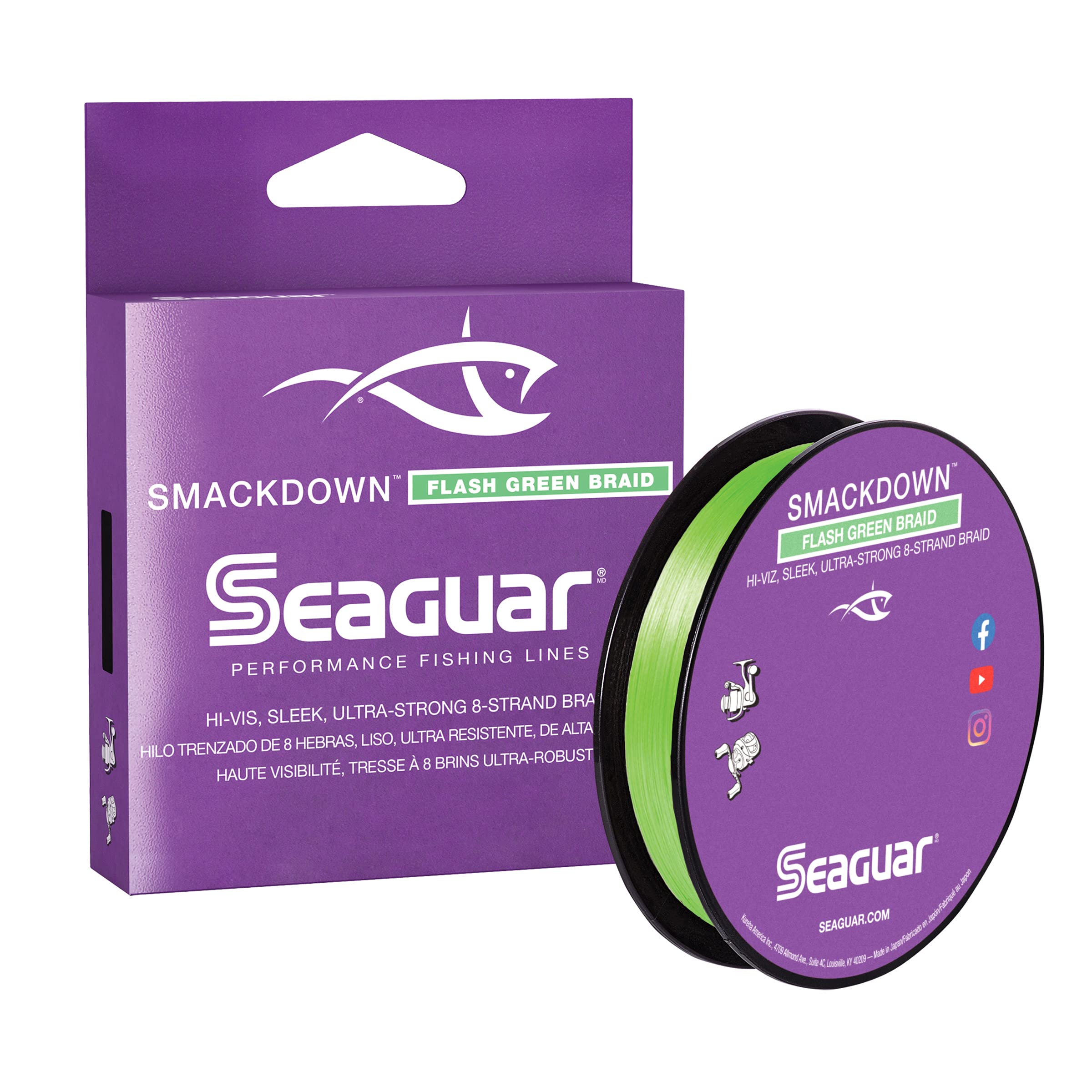 Seaguar Smackdown High Visibility Fishing Line 15lbs, 150yds Break Strength/Length, Flash Green - 15SDFG150