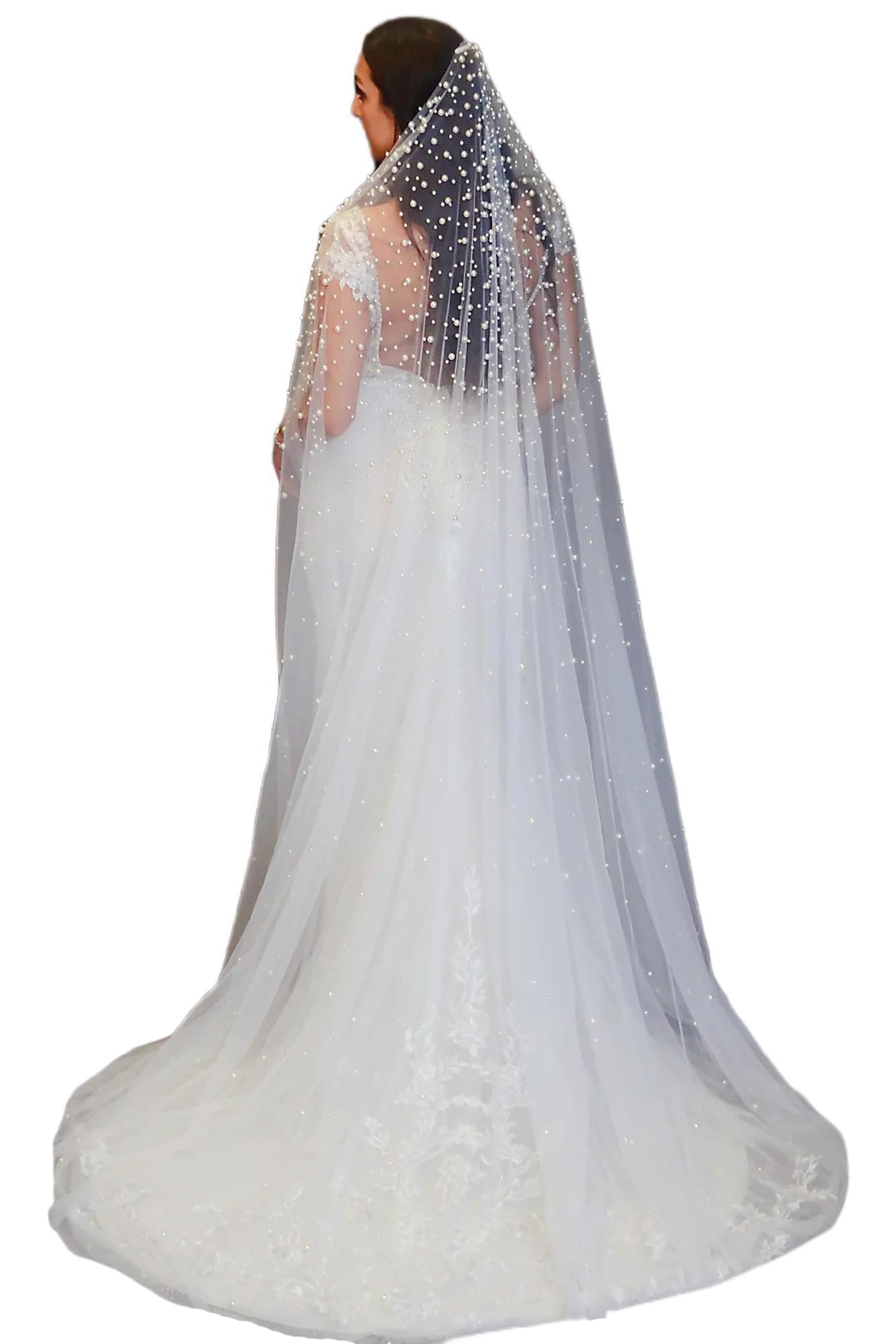 Passat Ivory 1T Walking Length Sparkling Rhinestone Bridal Veils Crystal Wedding Veils For Brides Gifts 223