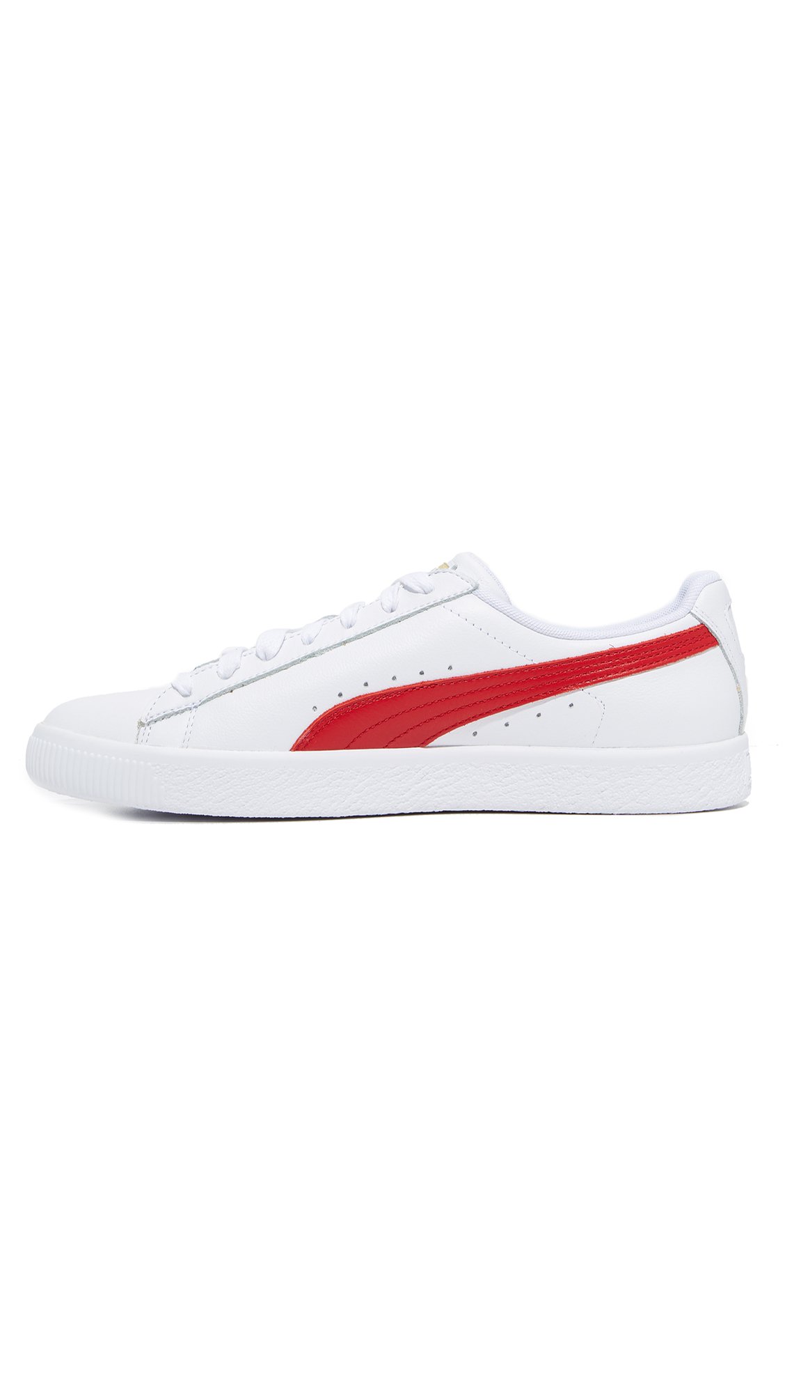 PUMA Men's Clyde Core L Foil Sneaker, White/Barbados Cherry-gold, 10.5
