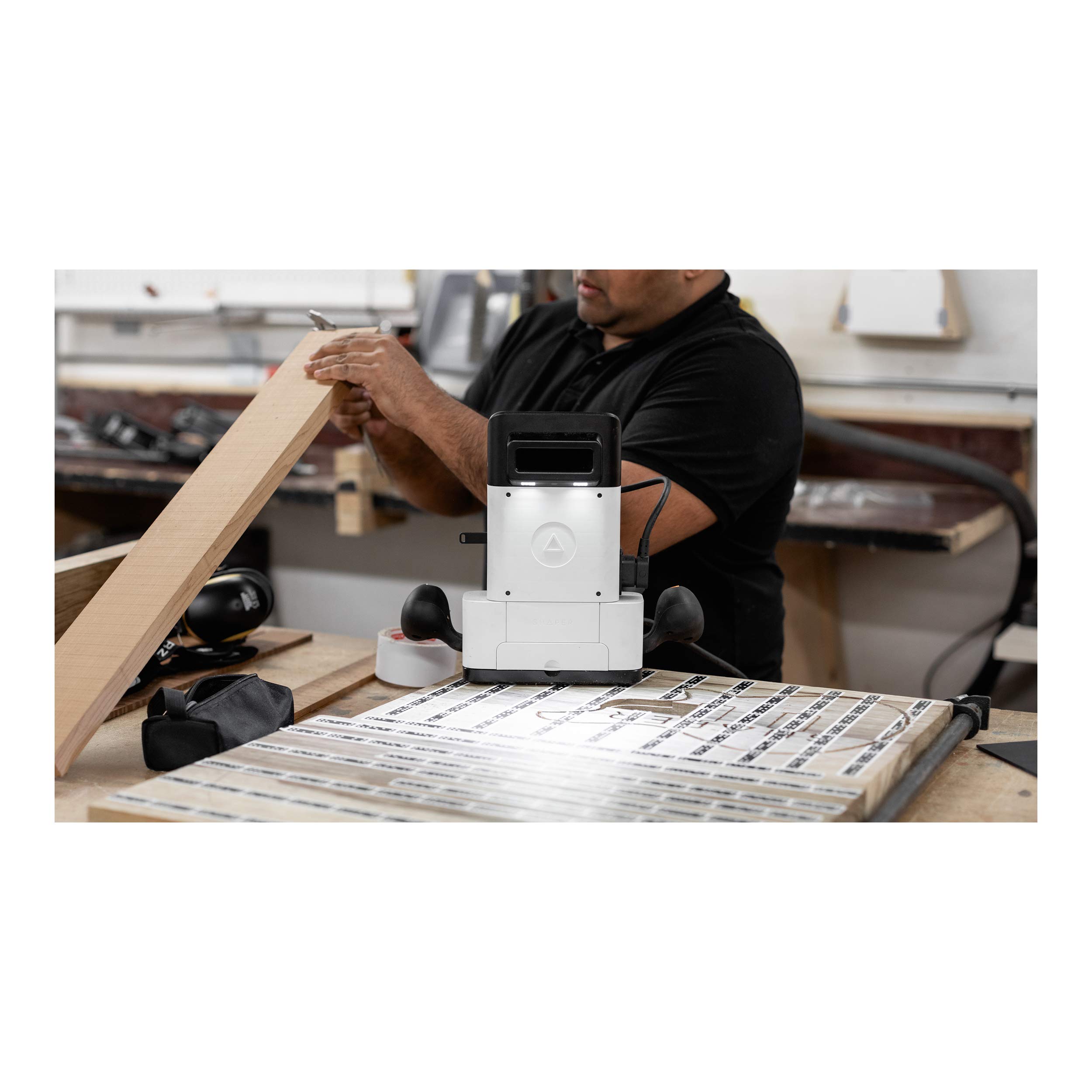 Shaper Origin Handheld CNC Router - CNC Level Precision Cutting - Portable - SO1-NN - Inlays, Custom Joinery, Engraving, Lettering, Fine Woodworking, Depth Control + Router Bits, Tape and Systainer