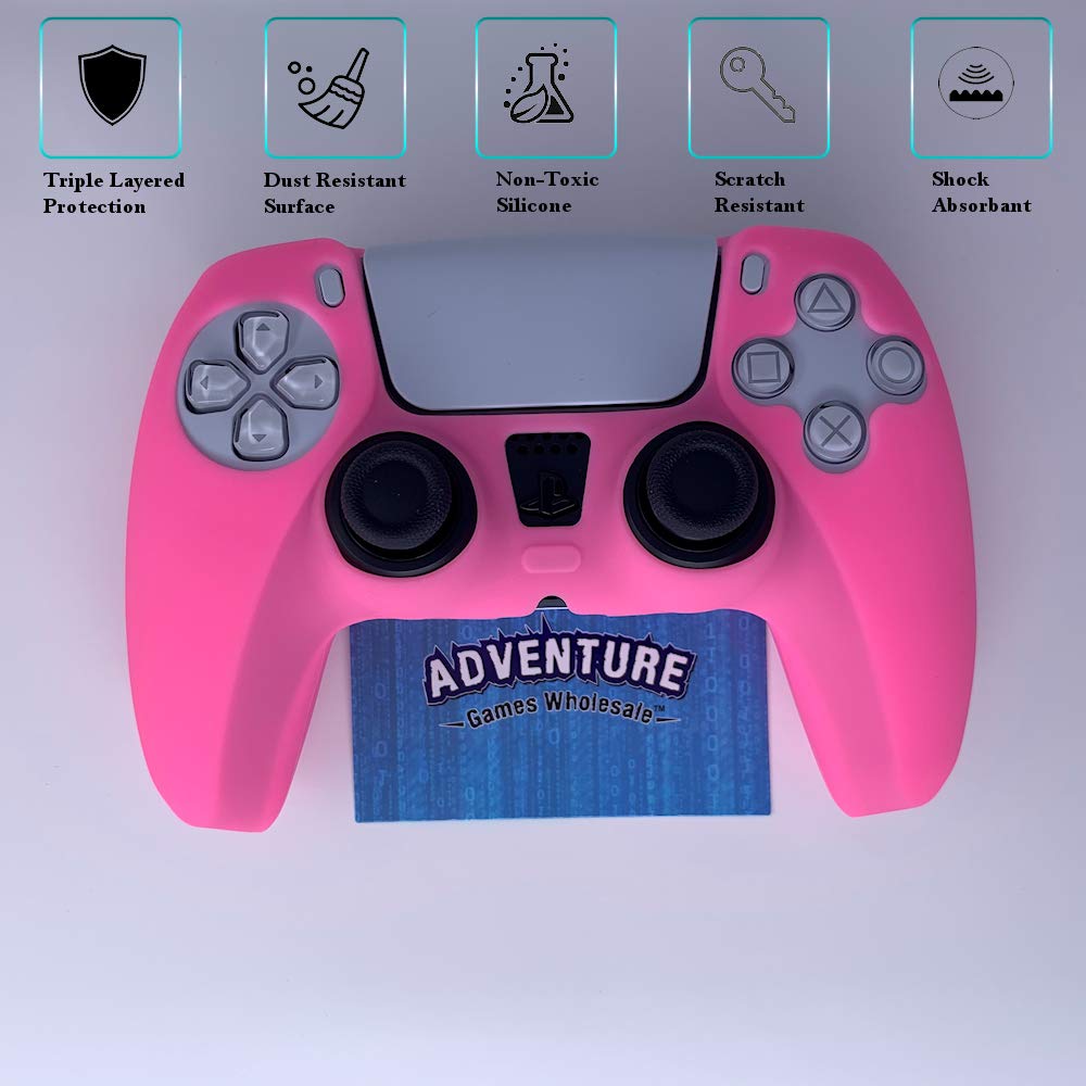 Pink - Silicone Controller Skin Grip Anti-Slip Cover Protector Case - Compatible with PS5 DualSense Controller