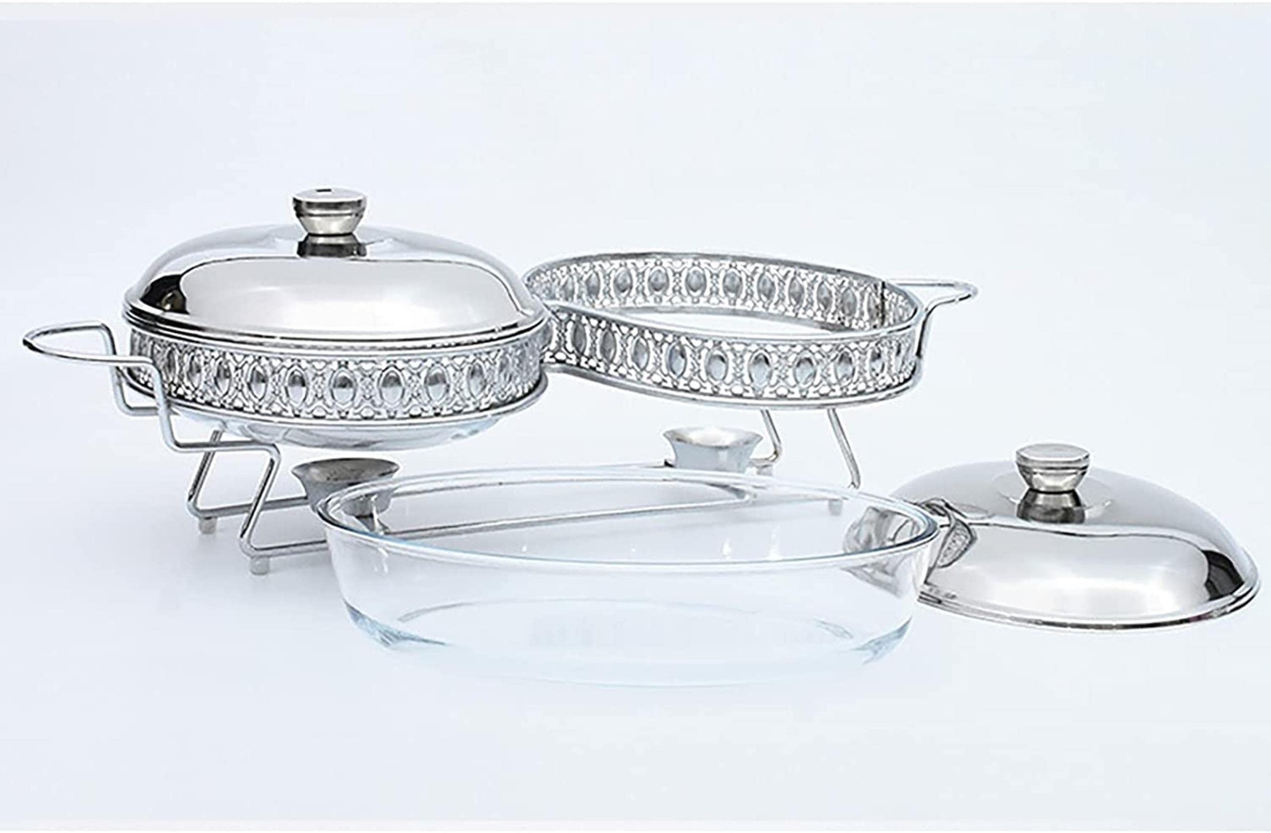 UZOURI 3 Quart Stainless Steel Chafing Dish Buffet Set, Chafer Set with Lid, Food Warmer for Parties Kitchen Banquet Dining,Silver (Gold)