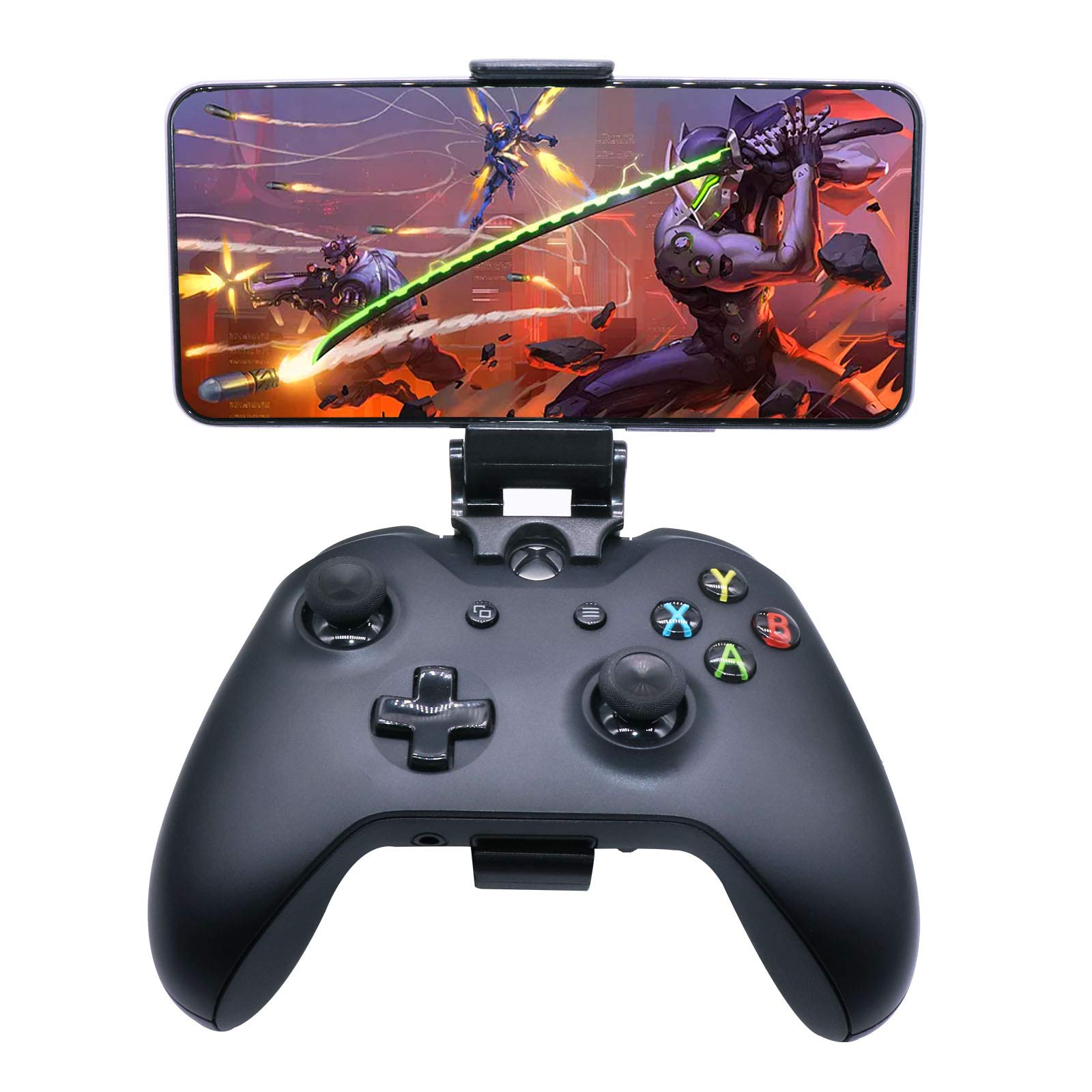 RALAN 2 Pack Foldable Mobile Phone Holder for Game Controller, Phone Clip Holder Game Clamp Mount Clamp for Xbox, Android, Cellphone Clamps Compatible with Xbox One/S (Black & White)