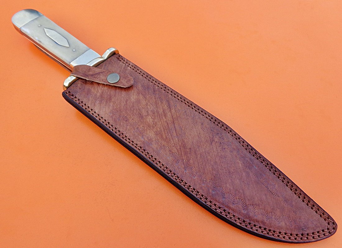Poshland RG-200 Handmade 17 Inches High Carbon Steel Bowie Knife - Stained Bone & Brass Guard Handle