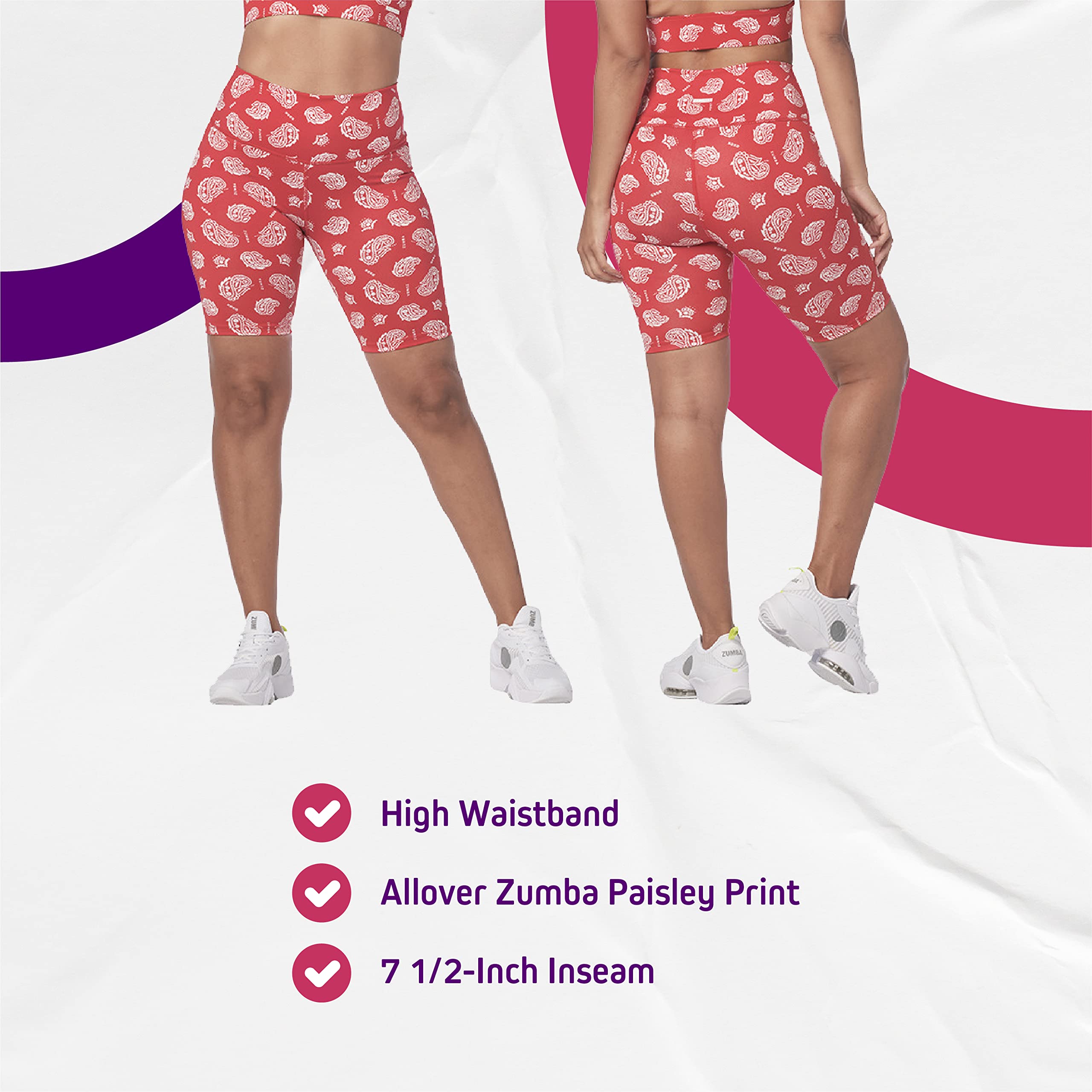 ZUMBA Biker Shorts Clothes for Women Workout High Waisted Shorts, XL, Pink