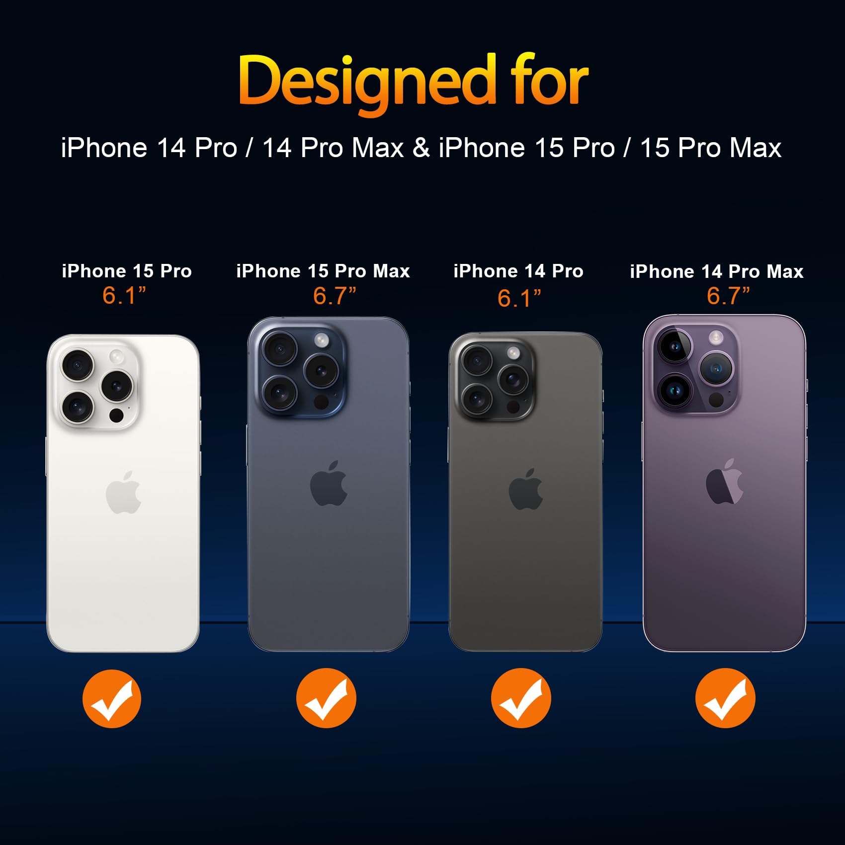 QsmQam [2 Pack Camera Lens Protector for iPhone 14 Pro/Pro Max & iPhone 15 Pro/Pro Max, Individual Metal Ring Tempered Glass Camera Cover, Anti-Scratch, with Installation and Removal Aids-Purple
