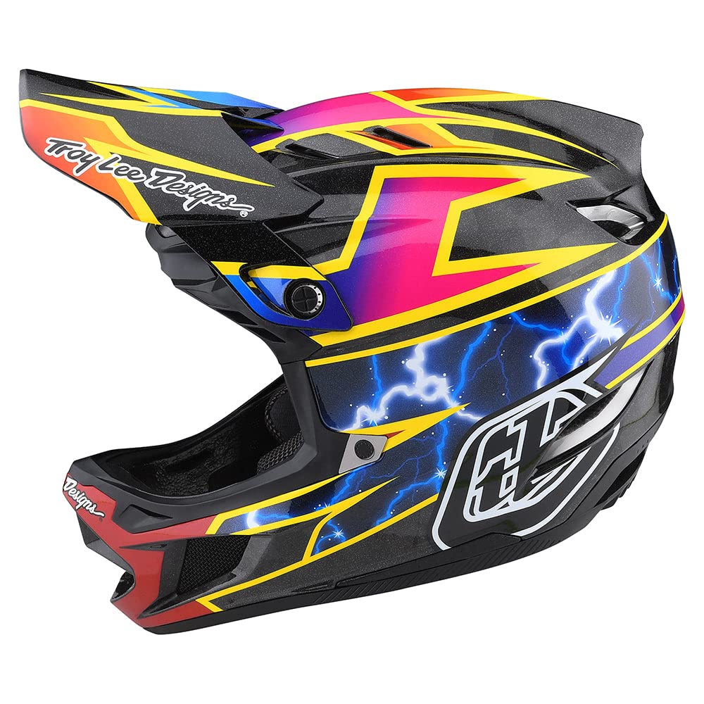 Troy Lee Designs D4 Carbon Full Face Bicycle Helmet for Max Ventilation Lightweight MIPS EPP EPS Racing Downhill DH BMX MTB - Adult Men Women - Lightning Black, X-Large