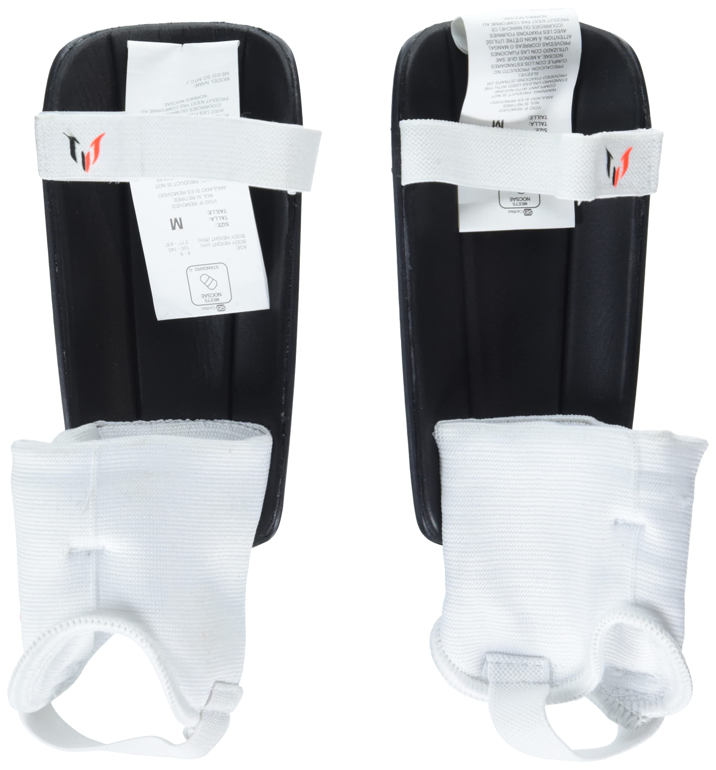 Unisex-Child Messi Match Shinguard Black/Solar Red/White Medium