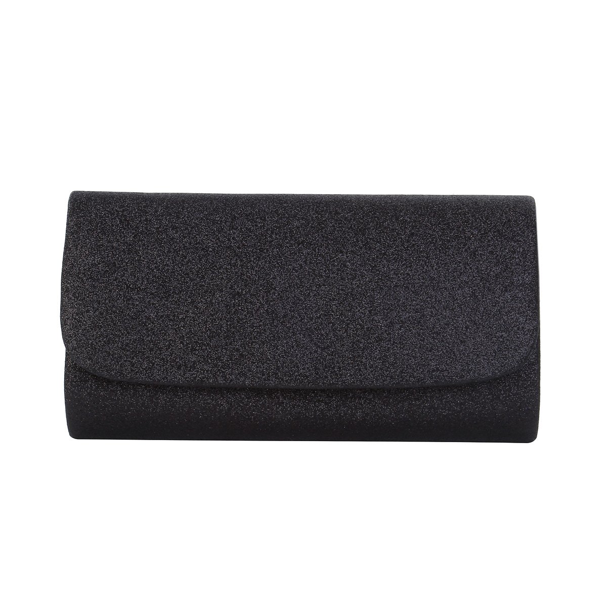 Premium Small Metallic Glitter Flap Clutch Evening Bag Handbag, Navy