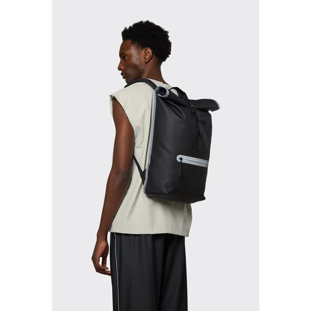 RAINS Rains Waterproof Rolltop Rucksack Reflective Black Reflective