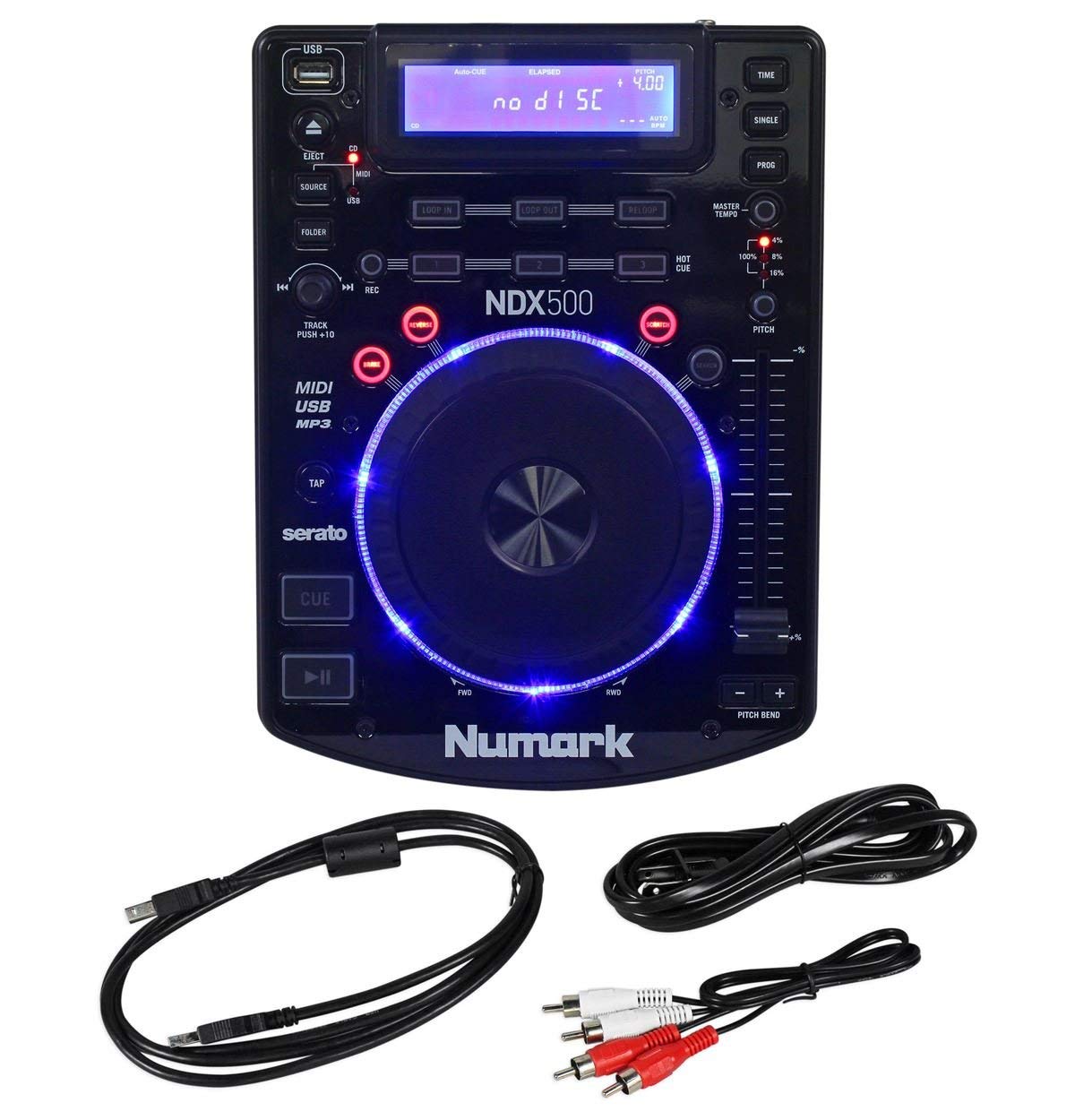 Numark NDX500 | Stand Alone USB / CD Player and Software Controller with Touch-Sensitive Jog Wheel, Audio Interface, Long Throw Pitch Controls and Pre-mapped for Deep Integration With Serato DJ