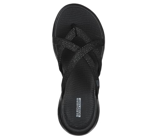 Skechers Women's ON-The-GO 600-DAINTY Sandal, Black/Gray, 5 Wide