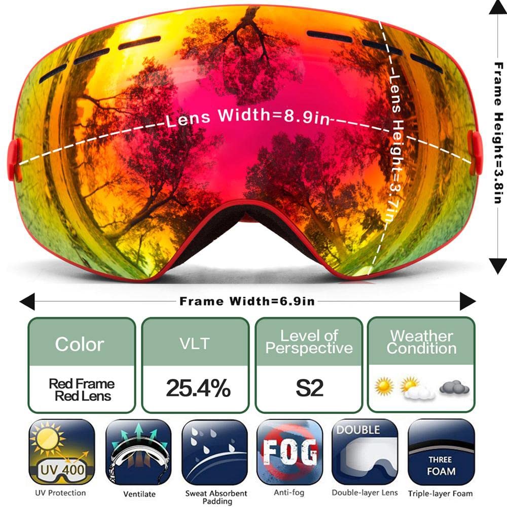 SMDMM Ski Goggles - Interchangeable Lens - Premium Snow Goggles Snowboard Goggles for Men and Women ski Item (Color : E)
