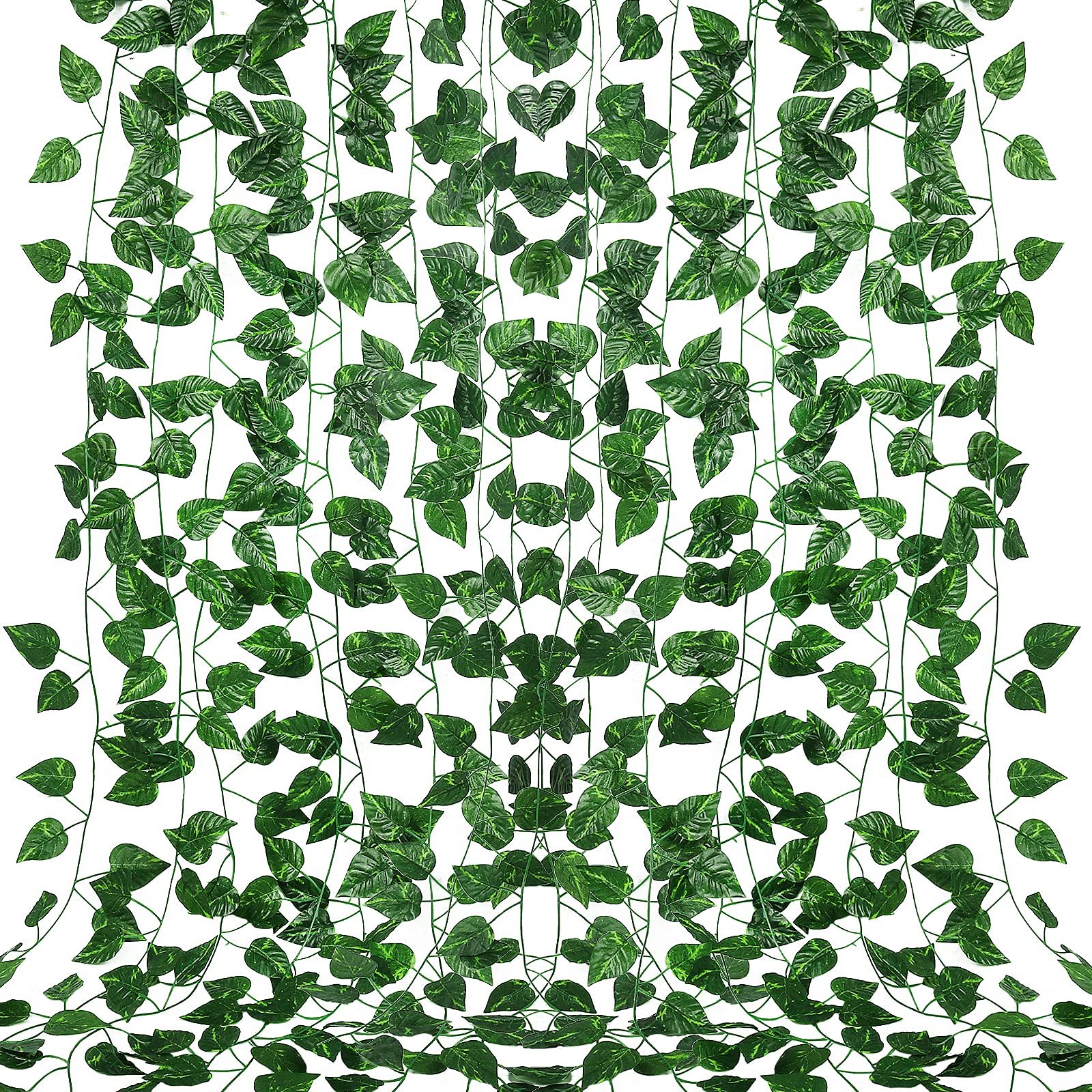 RECUTMS 86 FT Artificial Ivy Fake Greenery Leaf Garland Plants Vine Foliage Flowers Hanging for Wedding Party Garden Home Kitchen Office Wall Decoration(12 Pack-03)