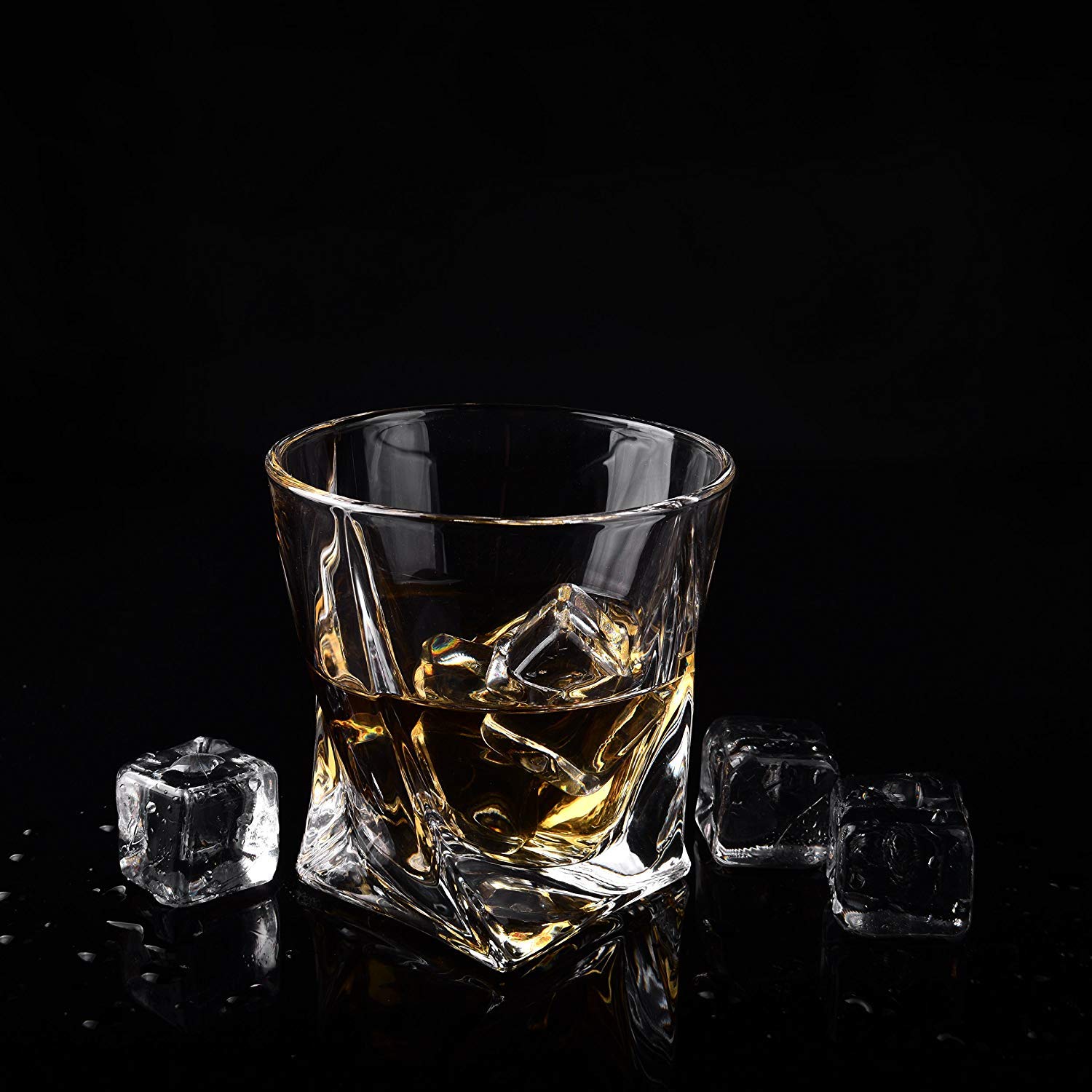 Vaci Crystal Whiskey Glasses – Set of 2 Bourbon Glasses, Tumblers for Drinking Scotch, Cognac, Irish Whisky, Large 10oz Premium Lead-Free with Stainless Steel Flasks, Cups, Luxury Gift Box