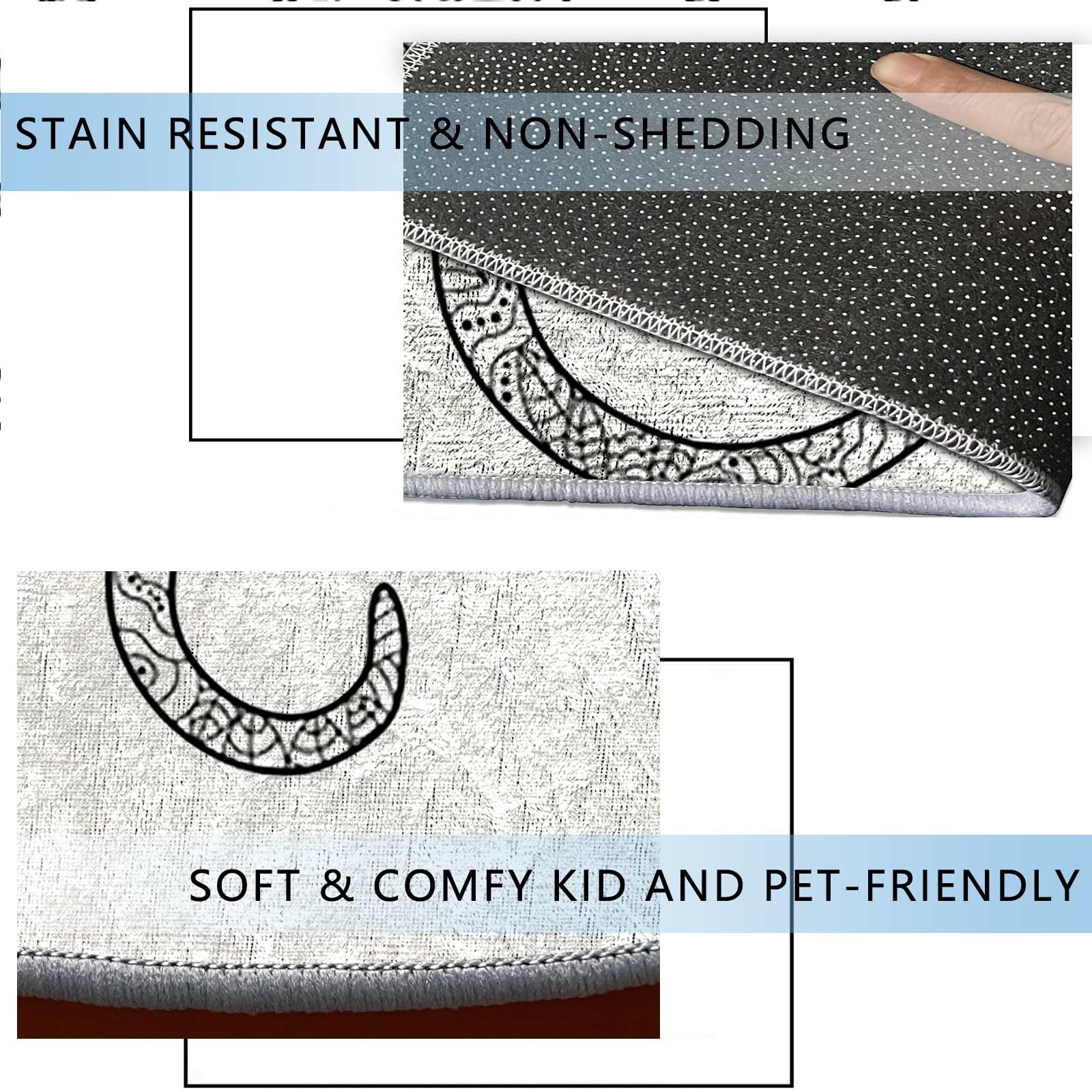 Round Chair Mats for Low Pile Octopus Desk Chair Mat Hard Floor Protector White Black Heavy Duty Floor Mat for Office Chair and Computer Desk 4 FT