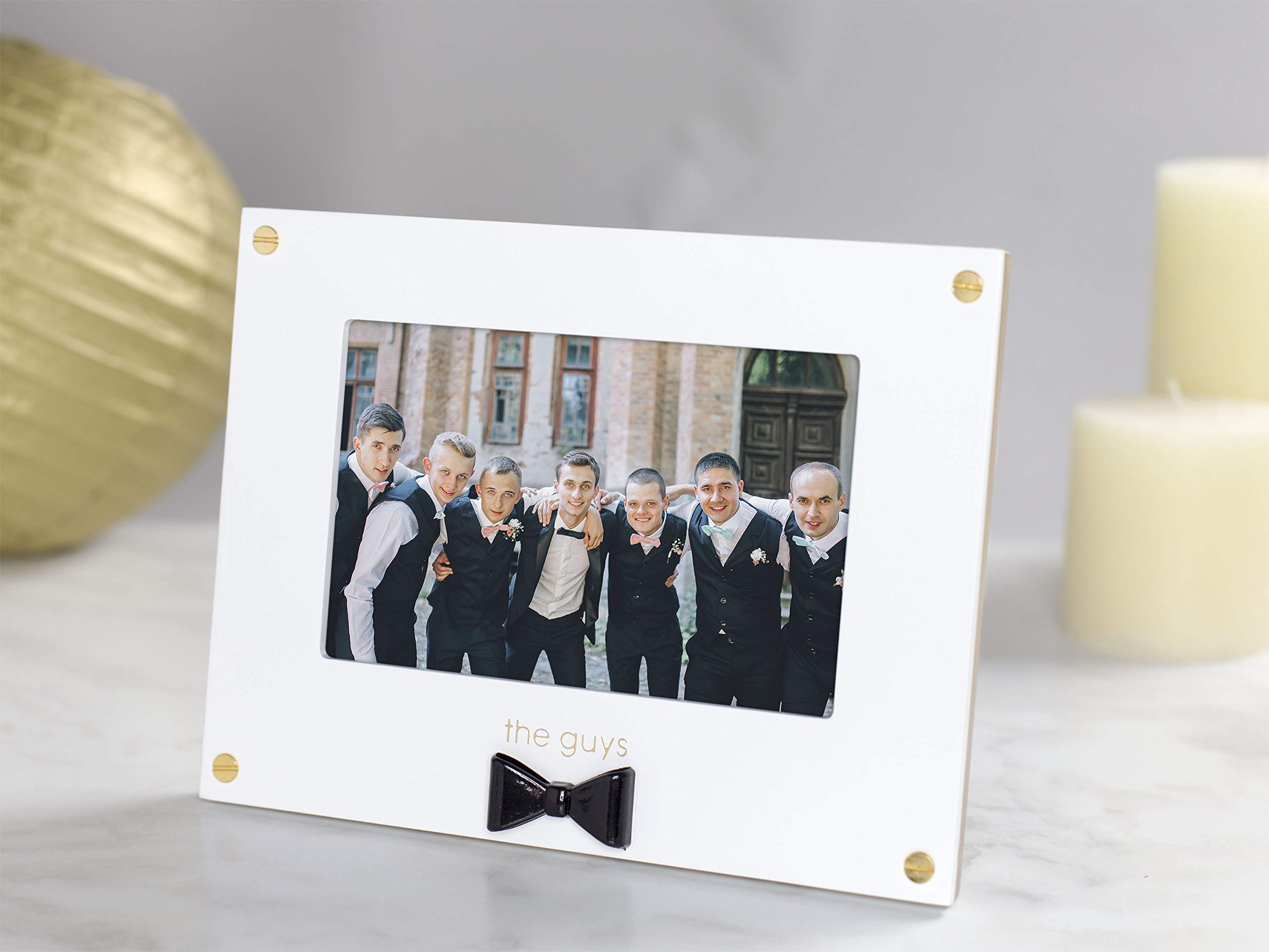 Pearhead The Guys 4x6 Wedding Keepsake Picture Frame, Groomsmen Gifts, Keepsake for Wedding Party, White