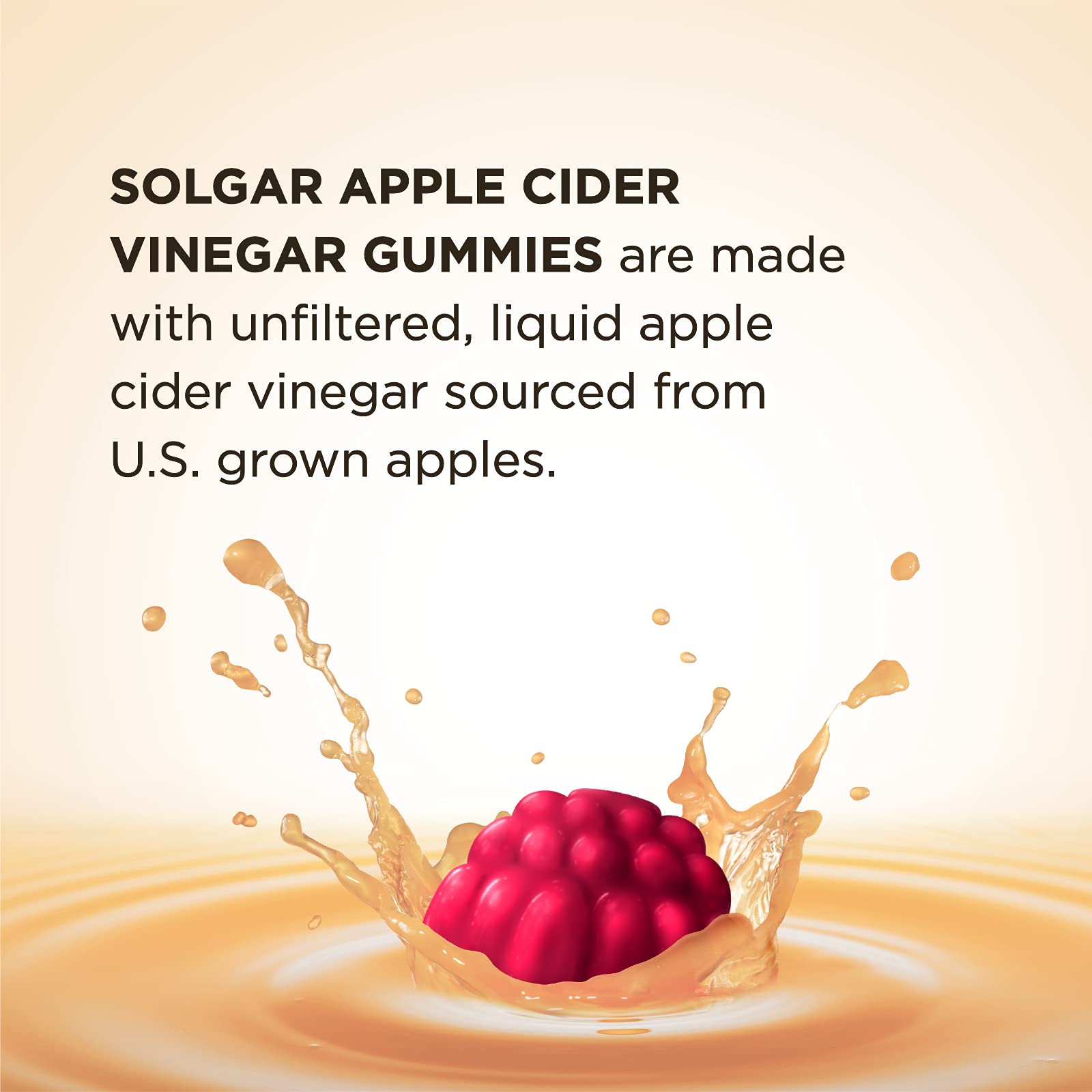 Solgar Apple Cider Vinegar 1000 mg Gummies, Great-Tasting Raspberry Pomegranate Flavor, Plus Vitamin B12, Supports Energy Metabolism, Non-GMO & Vegan, 25 Servings, 50 Count