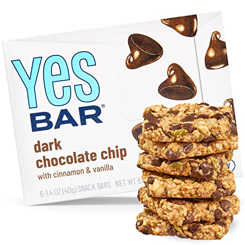 The YES Bar β Dark Chocolate Chip β Plant Based Protein, Decadent Snack Bar β Vegan, Paleo, Gluten Free, Dairy Free, Low Sugar, Healthy Snack, Breakfast, Low Carb, Keto Friendly (Pack of 6)