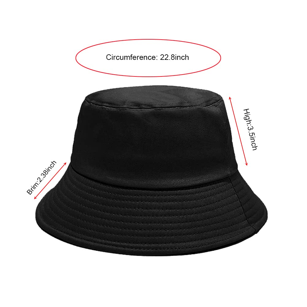 PFFY Bucket Hat for Women Men Cotton Summer Sun Beach Fishing Cap Black