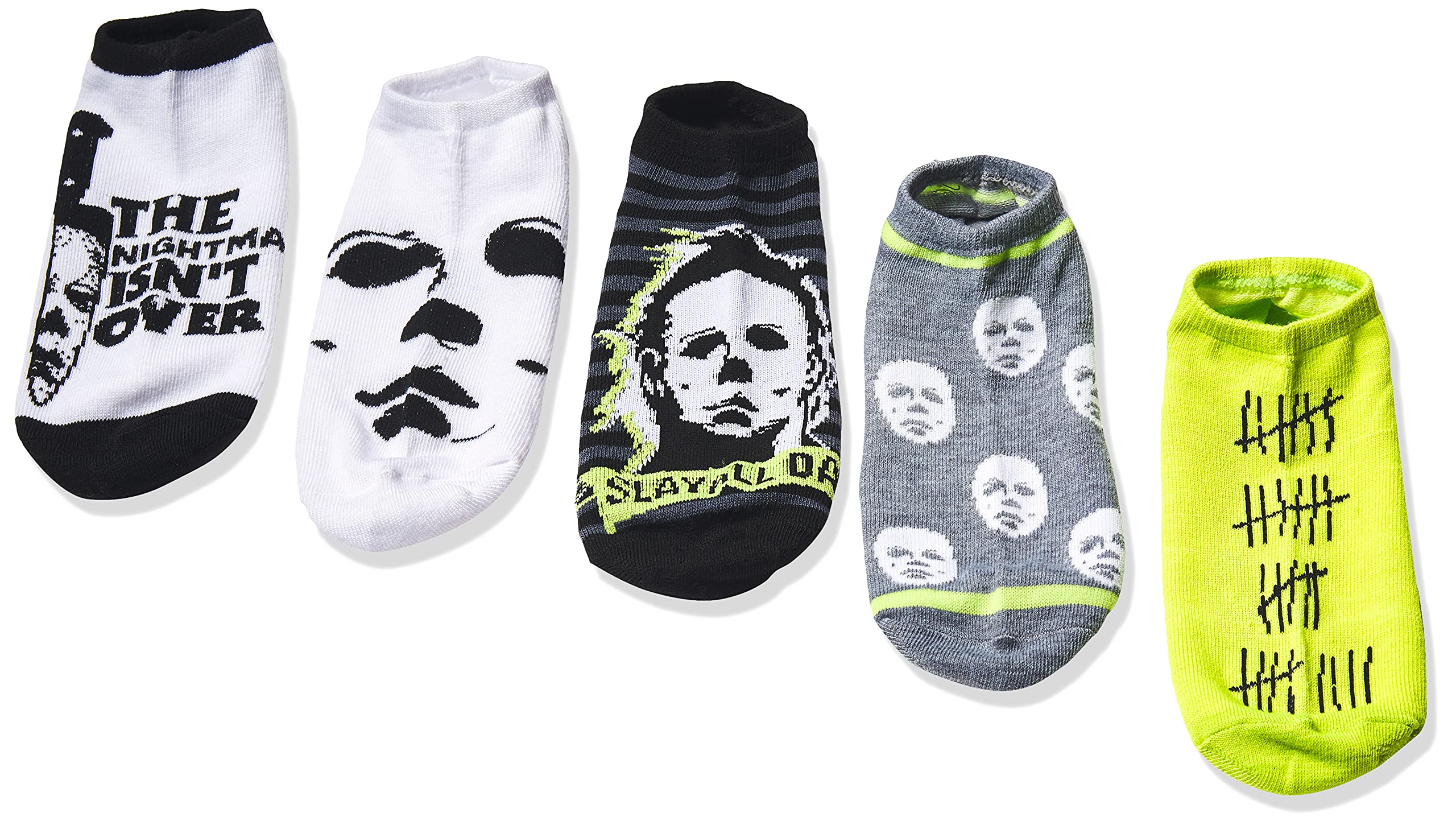 Universal Unisex Adult Halloween 2 5 Pack No Show Casual Sock, Grey, 9-11 US