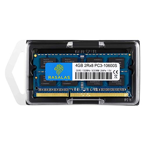 Rasalas 4GB DDR3 1333MHz SODIMM PC3-10600 10600s 204Pin Non-ECC Unbuffered SDRAM Memoria Notebook Laptop RAM Memory Upgrade Module CL9 4 GB Single