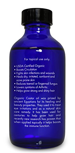 Organic Castor Oil by Zongle, 4 OZ β 100% Pure for Eyelashes, Face, Skin, Belly Button, occasional Constipation, Hair Growth, Eyebrows, Body, Lashes β USDA Certified, Therapeutic Grade