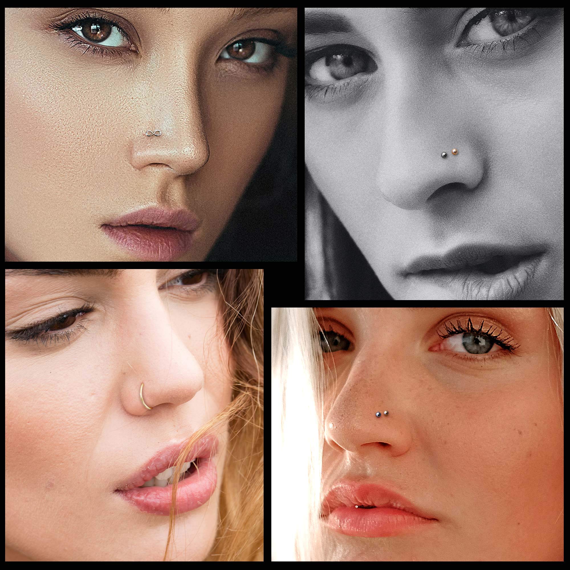 Sunligoo Nose Rings 20G 38Pcs Stainless Steel Nose Studs CZ L Bone Screw Shaped Silver Hoop Nose Ring Labret Nose Piercing Jewelry for Women Men
