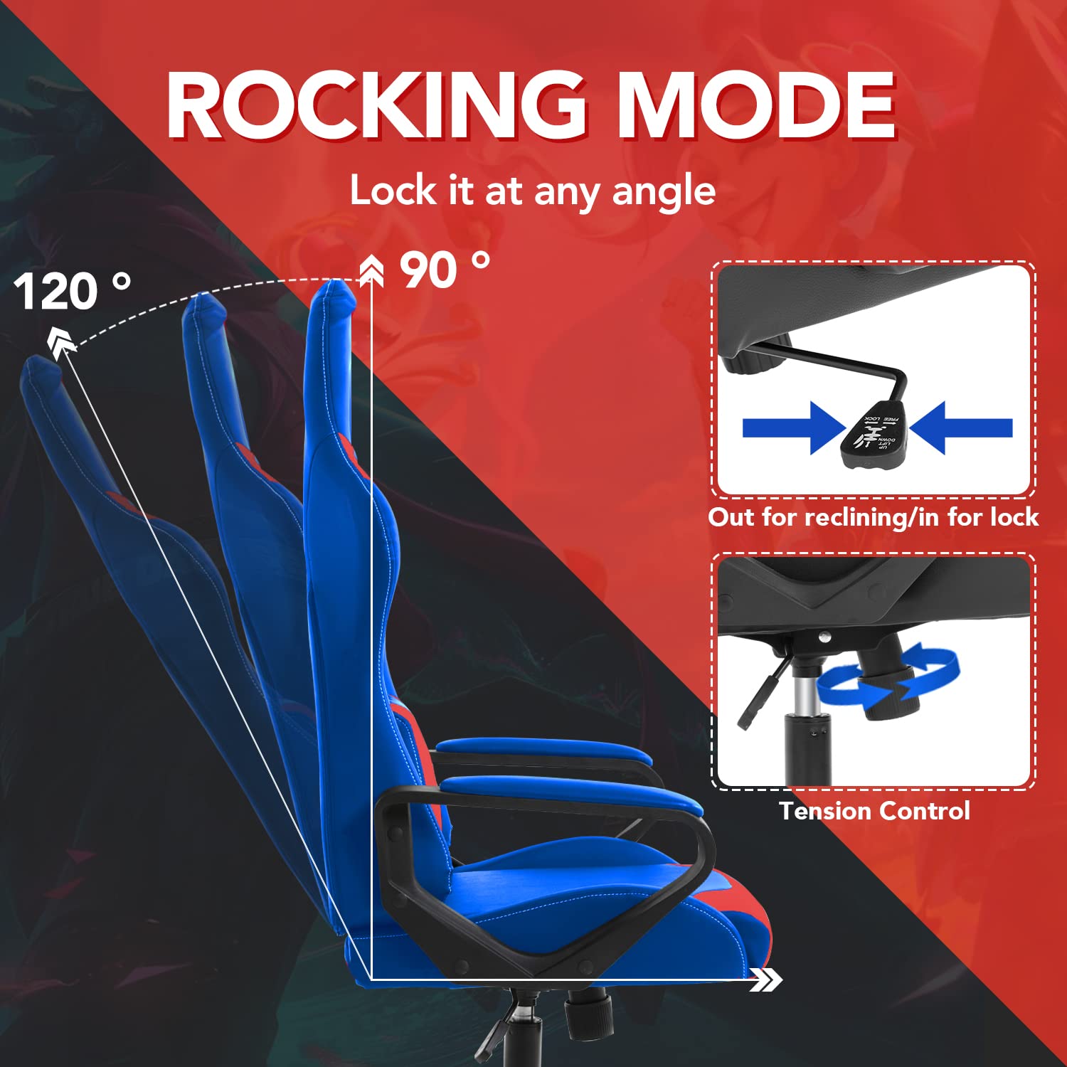 PC Gaming Chair Ergonomic Office Chair Desk Chair PU Leather Computer Chair High Back Racing Chair with Lumbar Support Armrest for Home Office