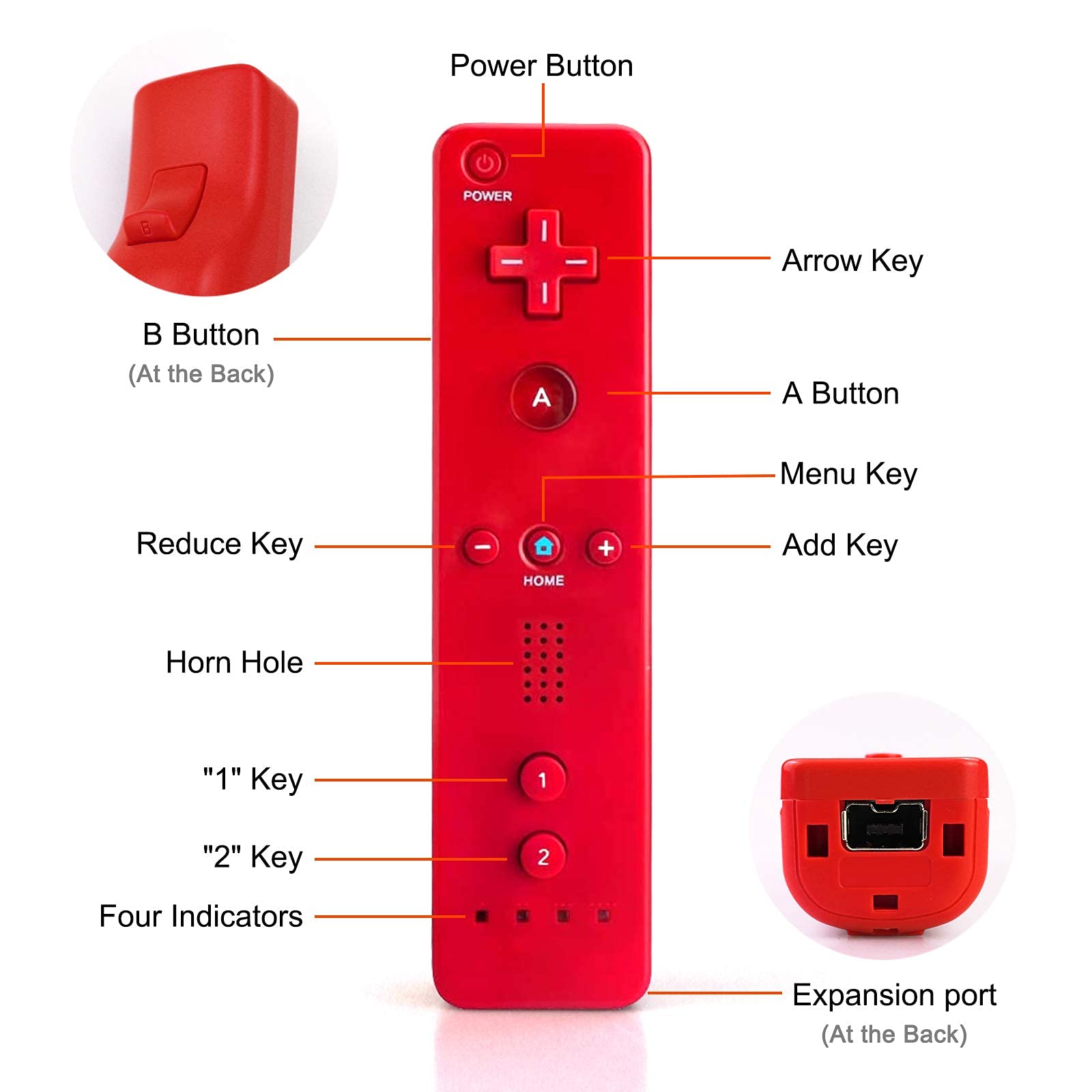 Remote Controller for Wii Nintendo, Vinklan Wii Remote and Nunchuck Controllers with Silicon Case for Wii and Wii U (Red Blue)