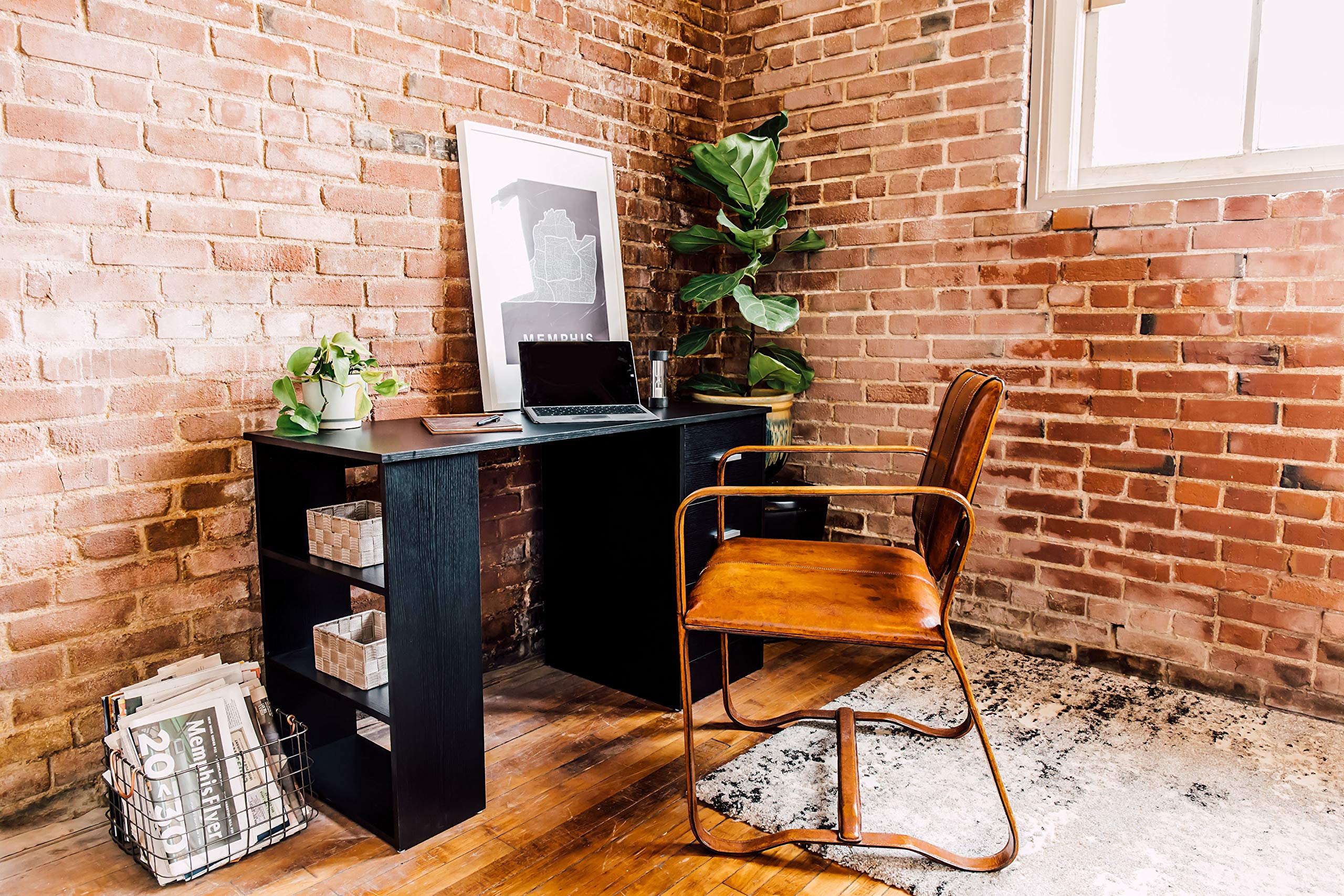 OneSpace Monroe 3 Shelve Computer Desk, Black