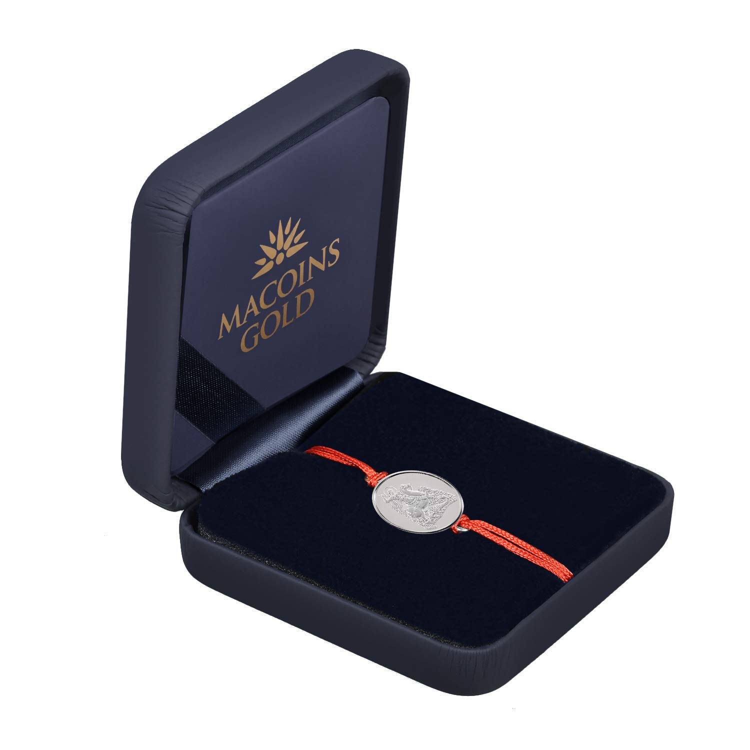 Saint George Red String Adjustable Bracelet with Fine Silver Medal 1.2 gr 16 mm