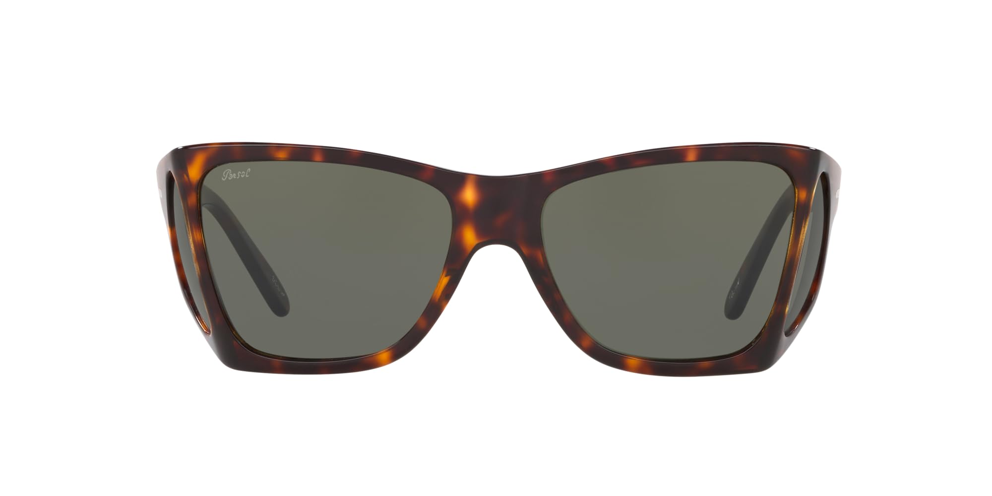Persol PO0009 Square Sunglasses, Havana/Green, 57 mm
