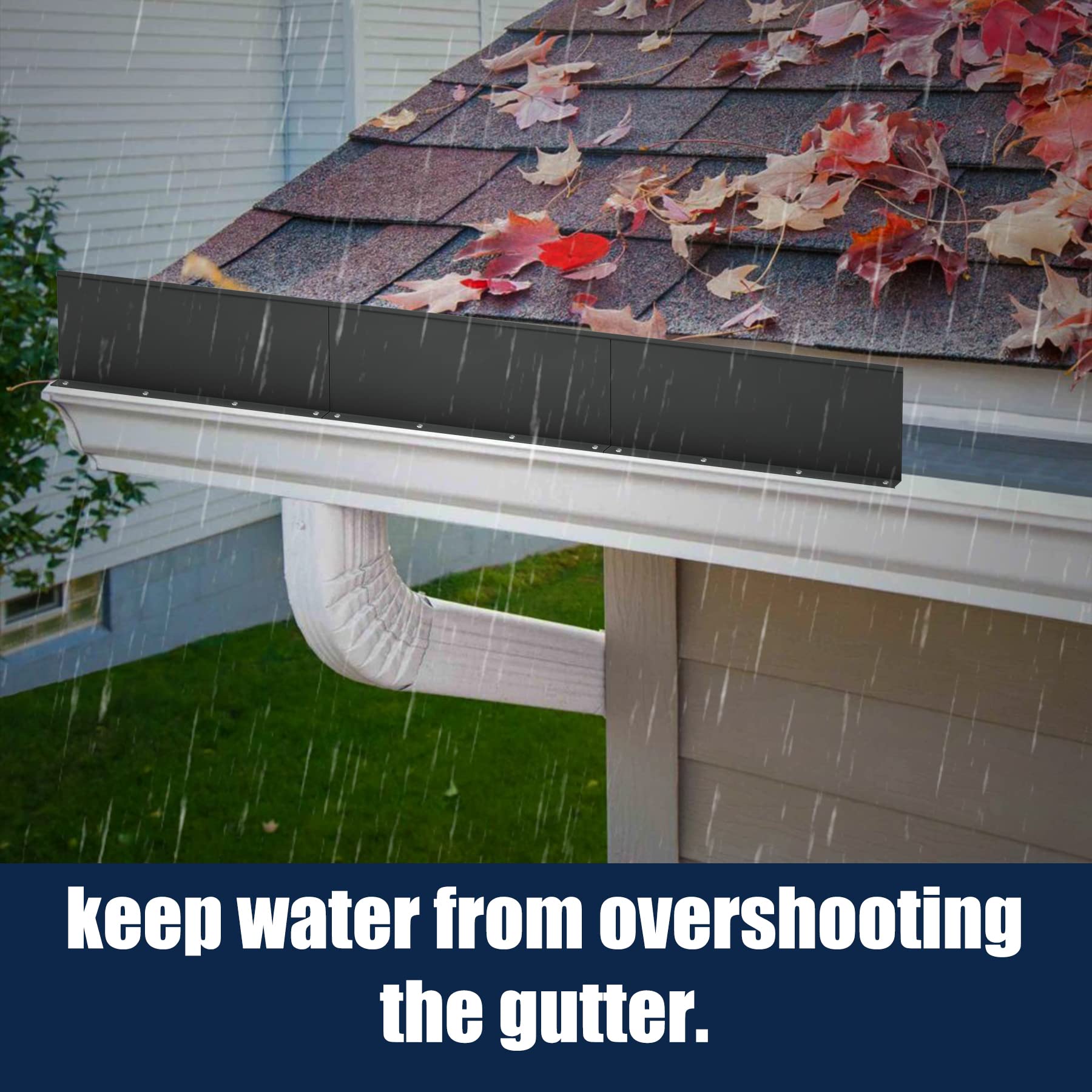 Pearwow Gutter Valley Splash Guard,Aluminum Rain Diverter Roofing Gutter Splash Guards for Valley,Corner or Straight,10 Inch Each (6 Pcs Black)
