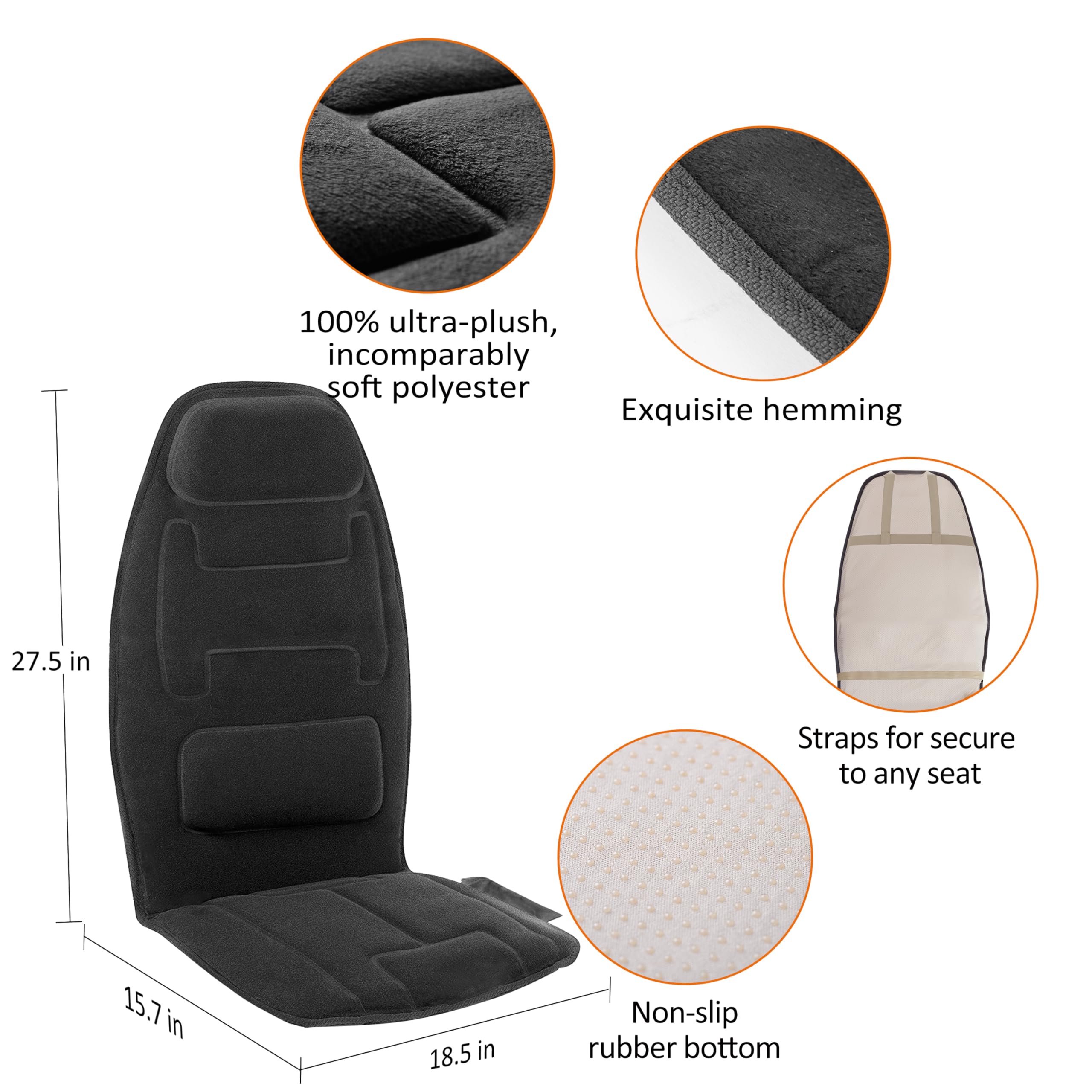 Snailax Massage Cushion with Heat - Memory Foam Neck and Lumbar Support, 10 Vibration Motors for Back and Chair