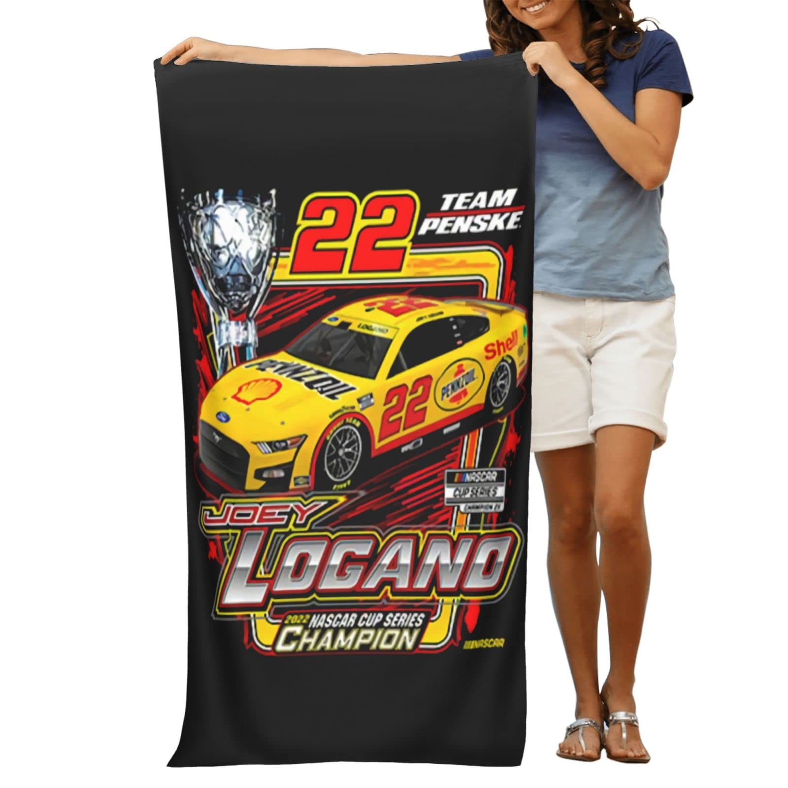 RATRIG Joey Logano 22 Beach Towel Soft and Quick Dry Swim Bath Microfiber Lightweight Absorbent Blanket Travel Carpet Rug 32x52 in