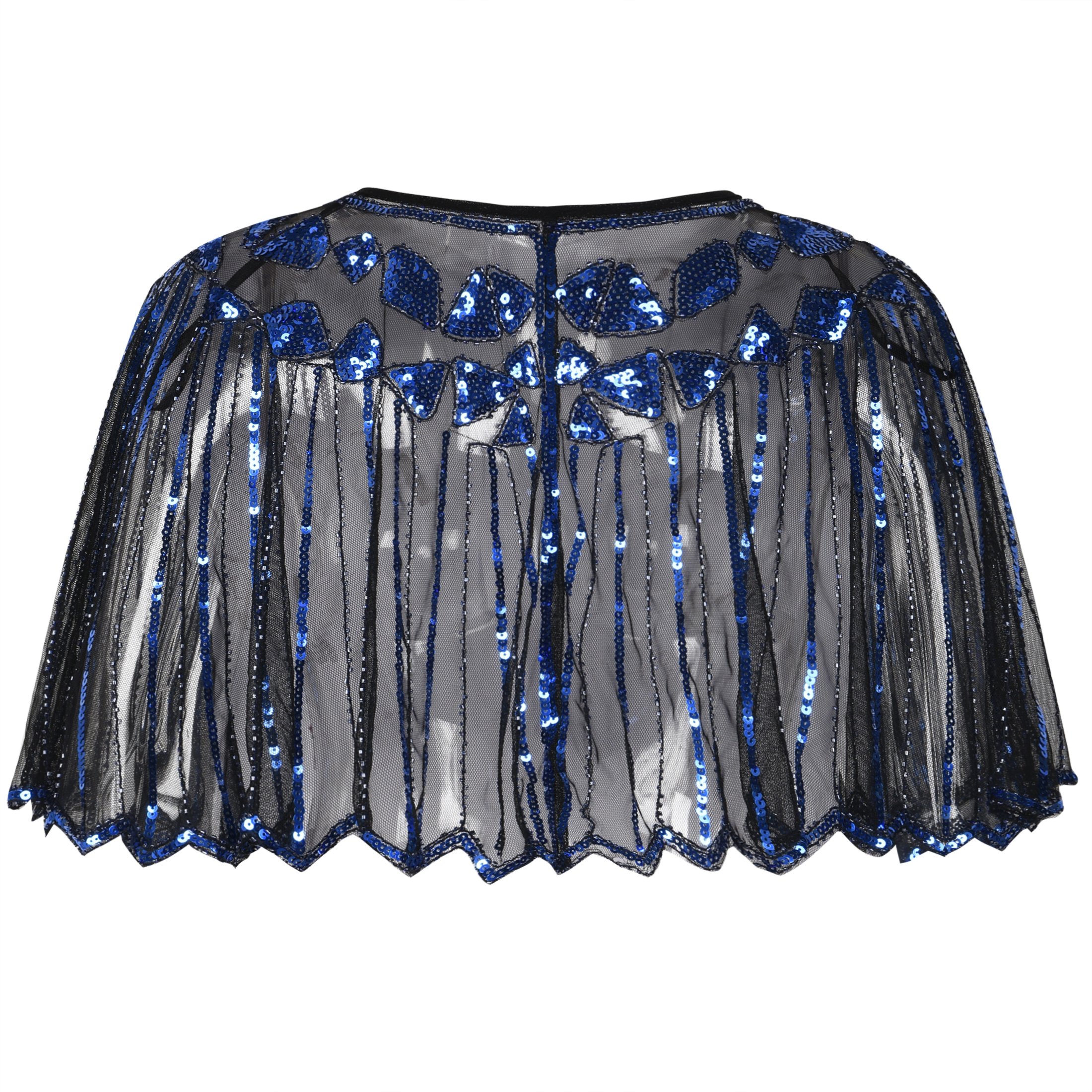 PrettyGuide Women's 1920s Shawl Beaded Sequin Deco Cape Bolero Flapper Cover Up,One Size,Black
