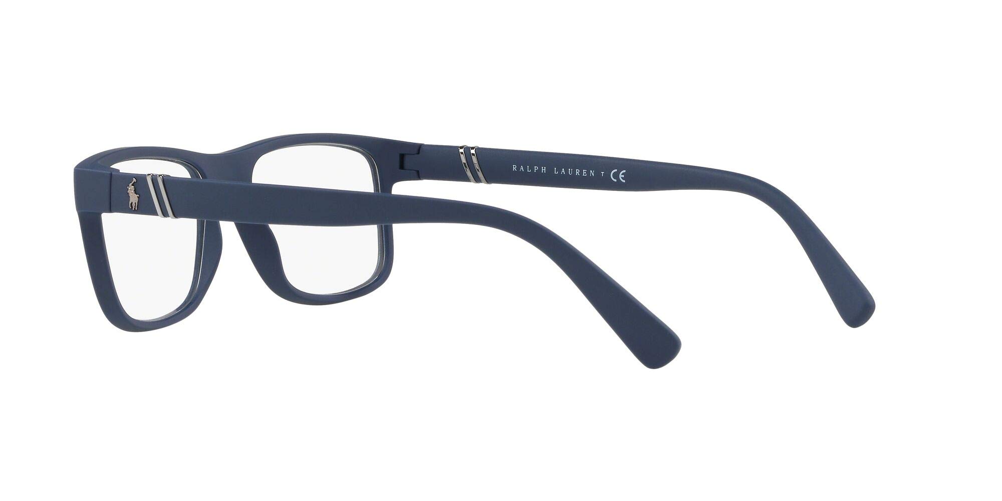 Polo Ralph Lauren Men's PH2184 Rectangular Prescription Eyewear Frames, Matte Navy Blue/Demo Lens, 55 mm