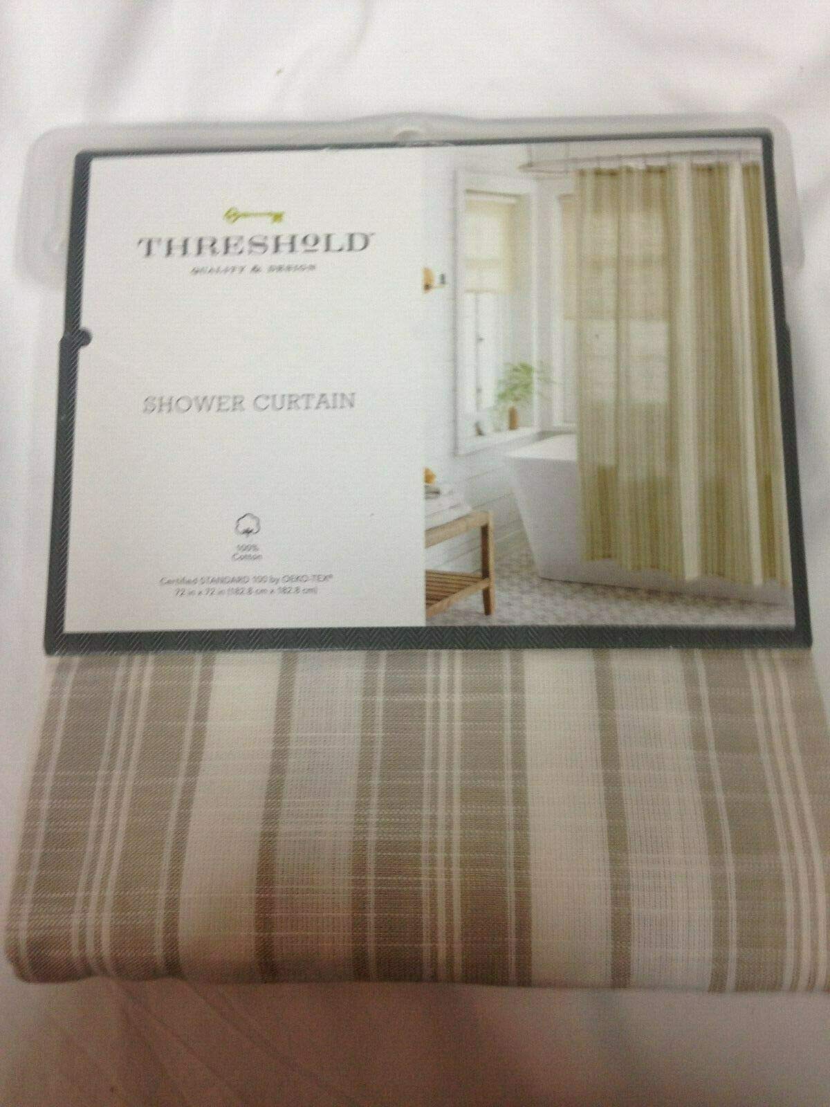 Threshold Linen Stripe Shower Curtain 72"x 72" 100% Cotton