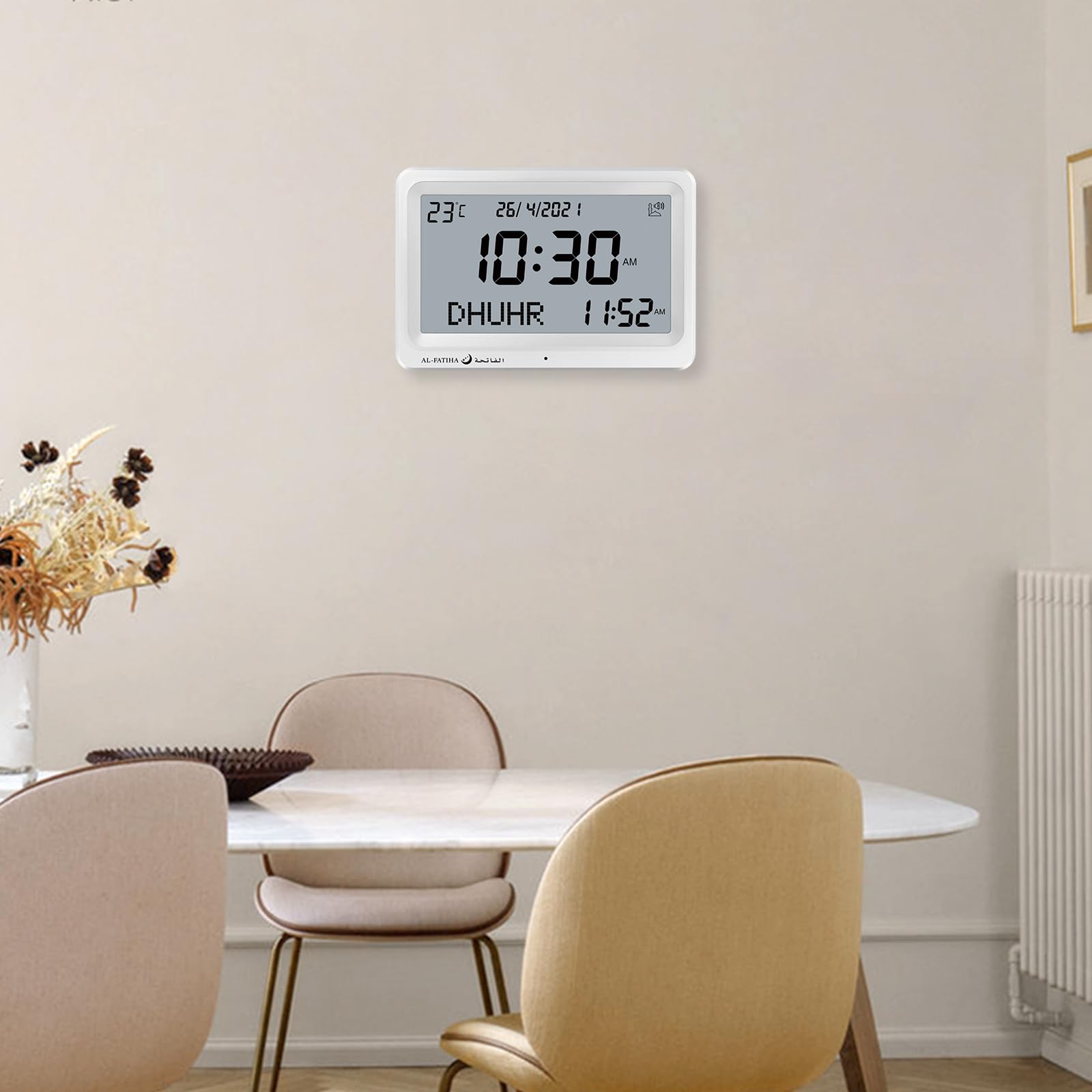 OUD Bukhoor Azan Clock, Automatic Worldwide Digital 8 Azan Prayer Sounds Muslim Prayer Clock for USA Home Decor (White)