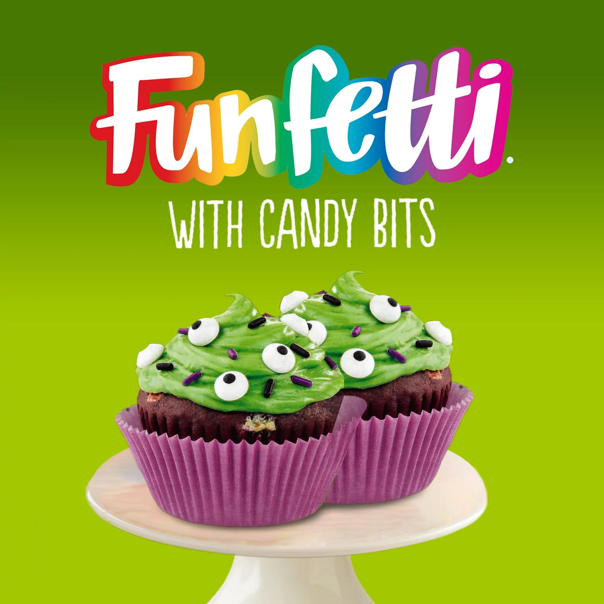 Pillsbury Funfetti Slime Cake Mix with Candy Bits, 15.25 oz Box (Pack of 2) with By The Cup Spatula Knife