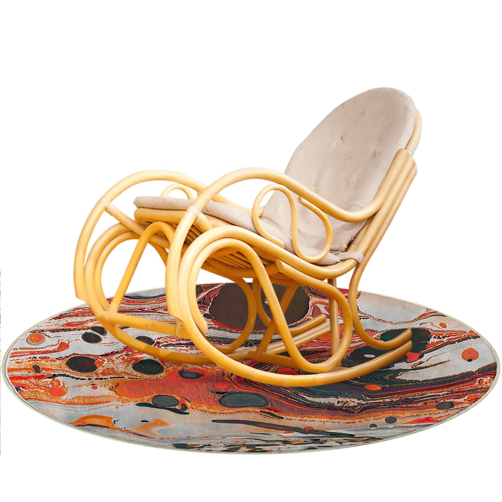 Round Rolling Chair Mat Marble Heavy Duty Floor Protector Abstract Luxury Art Office Desk Chair Mat Floor Mat for Standing Desk 4 FT