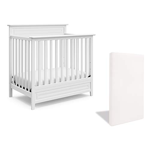 Storkcraft Petal 4-in-1 Convertible Mini Crib (White) – GREENGUARD Gold Certified, Converts to Daybed and Twin-Size Bed, Includes Bonus 2.75-inch Mini Crib Mattress, Mini Crib with Mattress Included