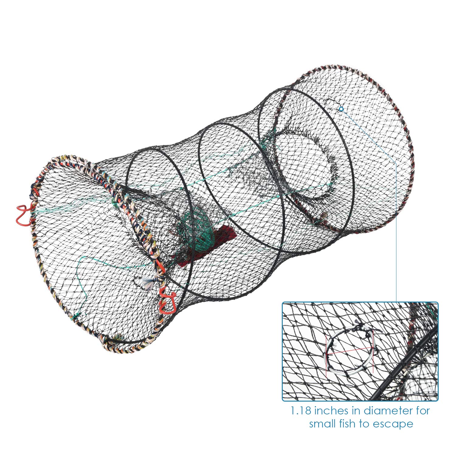 SF Fishing Casting Nets Crab Trap Crawfish Crayfish Shrimp Collapsible Cast Net Durable Black Mesh Fishing Nets Portable Folded Safe Fish Catching- 3 Packs Small