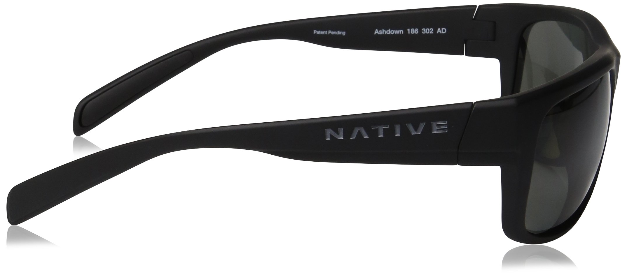 Native Eyewear Ashdown Rectangular Sunglasses, Matte Black/Grey Polarized, 58 mm