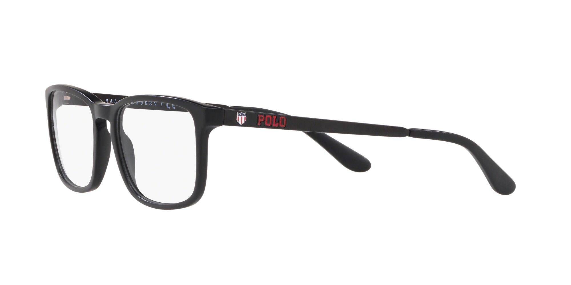Polo Ralph Lauren Men's PH2202 Rectangular Prescription Eyewear Frames, Matte Black/Demo Lens, 55 mm